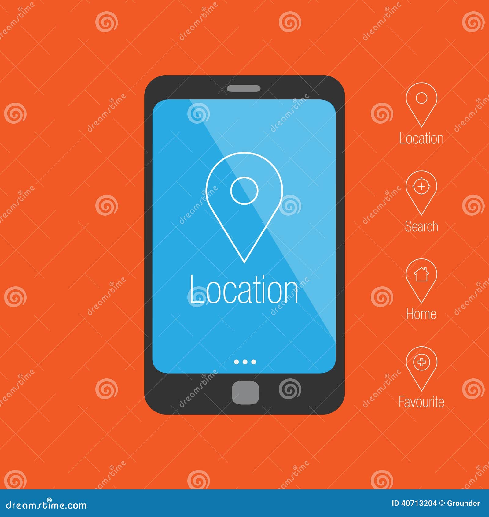 Navigation Map In Flat Design. Location Icon Of City Graphic. Isolated ...