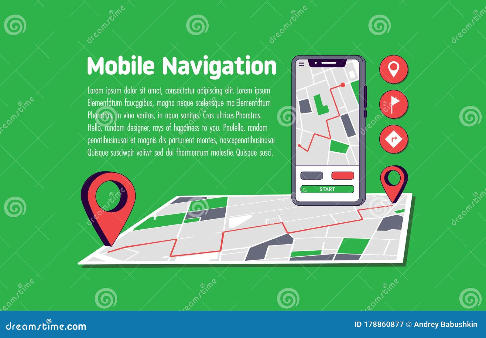 Smartphone With Mobile Navigation 1 1 Stock Illustration Illustration