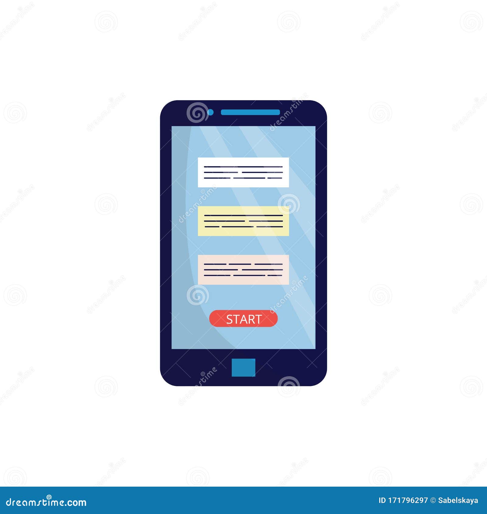 Smartphone or Mobile Phone with Application Flat Vector Illustration ...