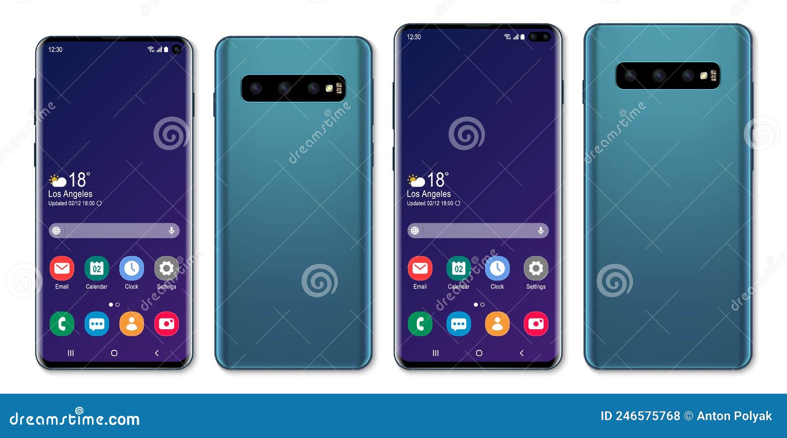 Smartphone, Mobile Phone with Camera in the Screen Stock Vector ...