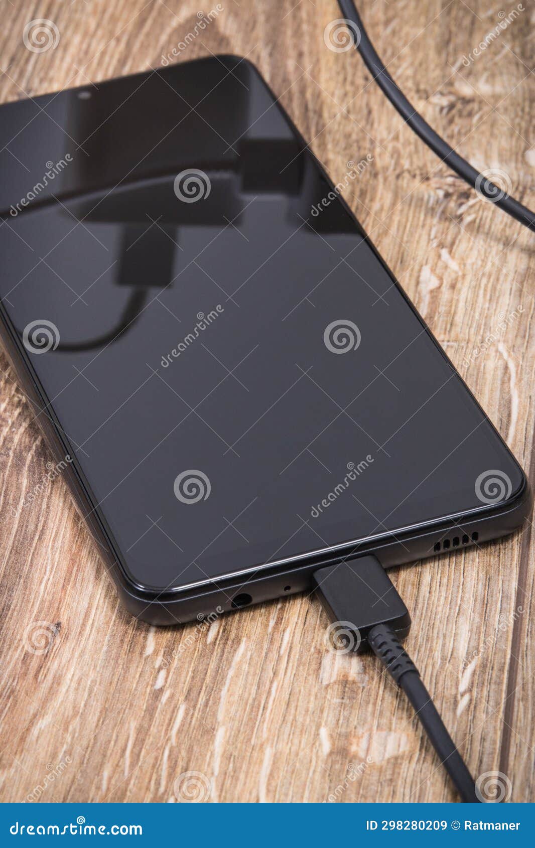 Smartphone, Mobile Phone and Connected Cable of Charger. Telephone ...