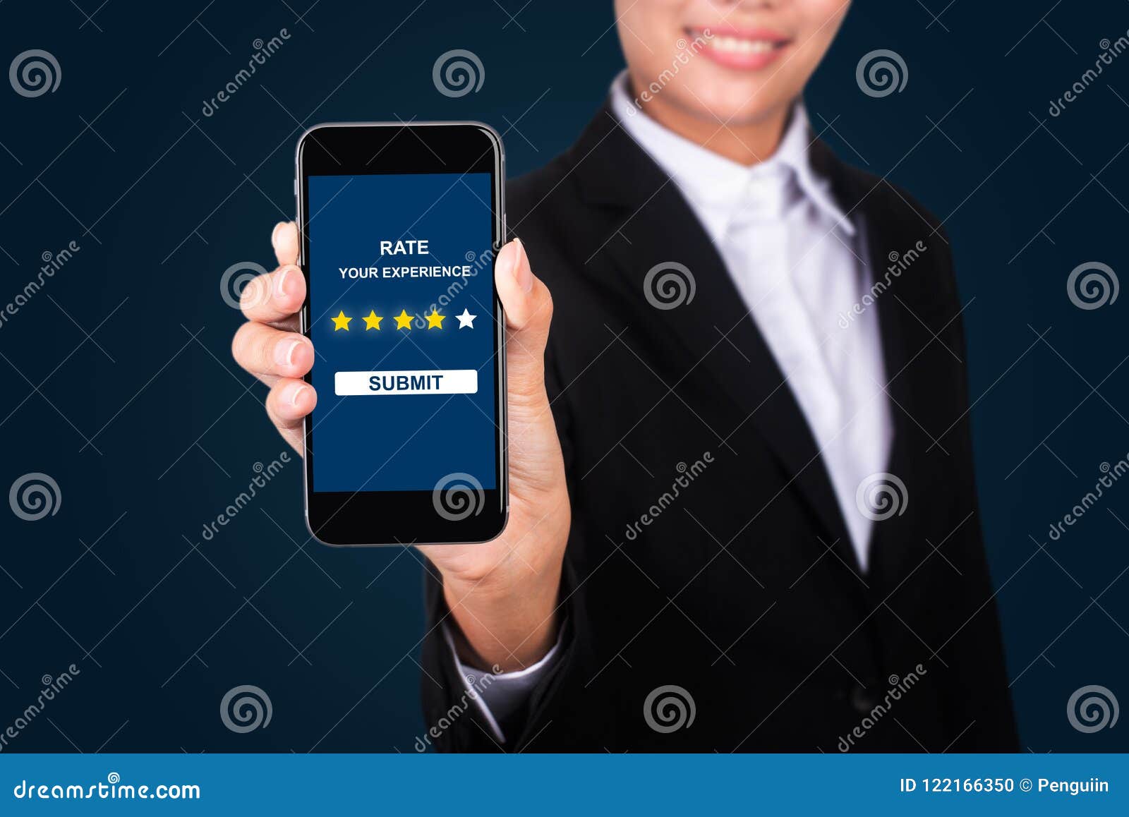 Smartphone or Mobile Phone with Text Rate Your Experience on the Stock ...