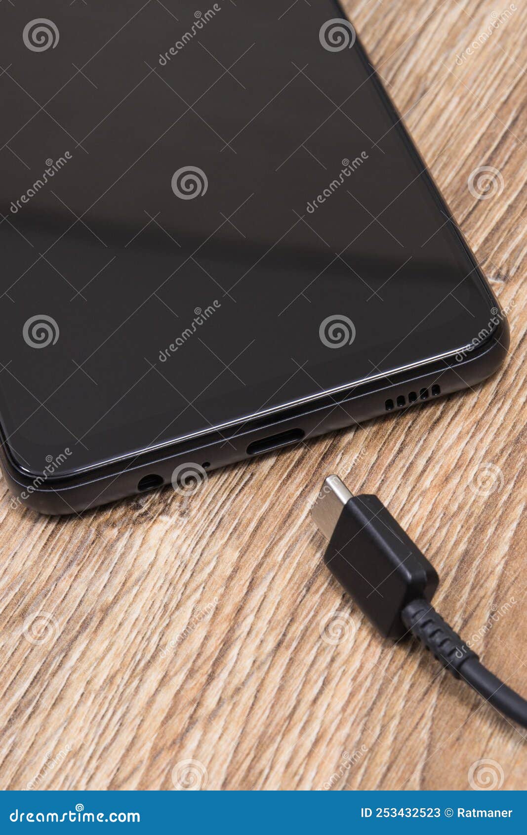Smartphone, Mobile Phone and Unconnected Cable of Charger. Telephone ...