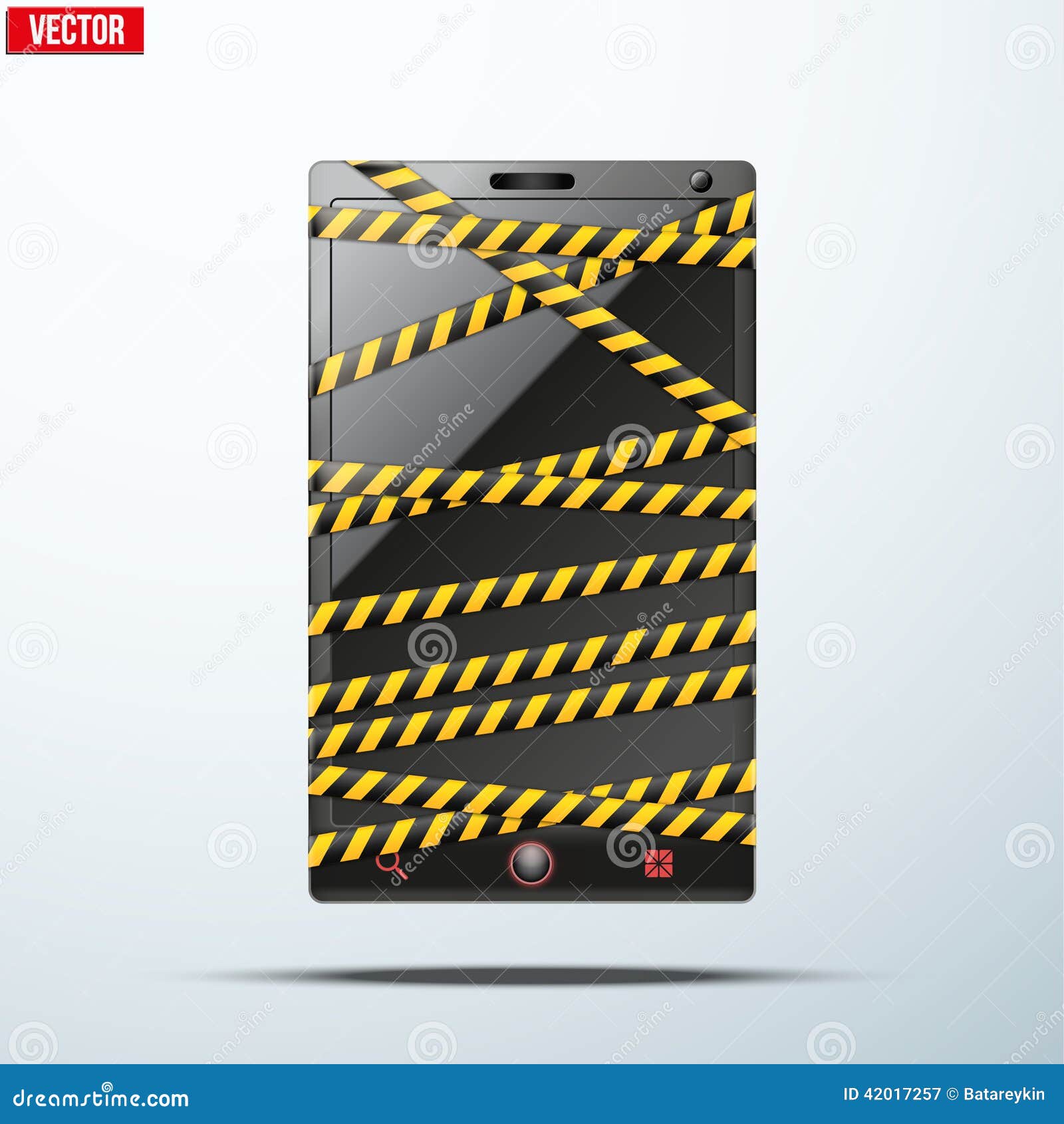 Smartphone, Mobile Phone Wrapped Danger Tape. Stock Vector ...