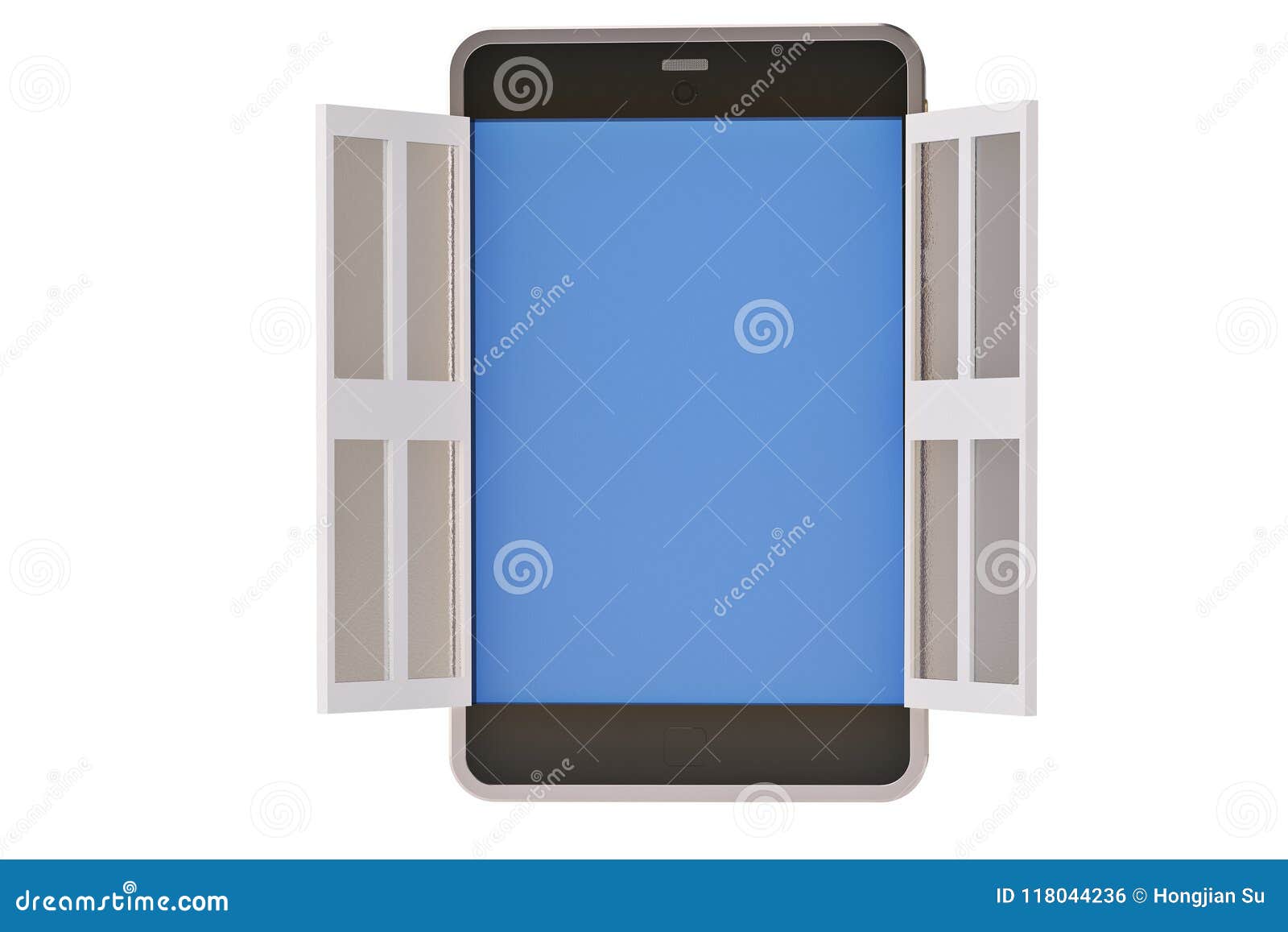 Smartphone Mobile and Window.3D Illustration. Stock Illustration ...