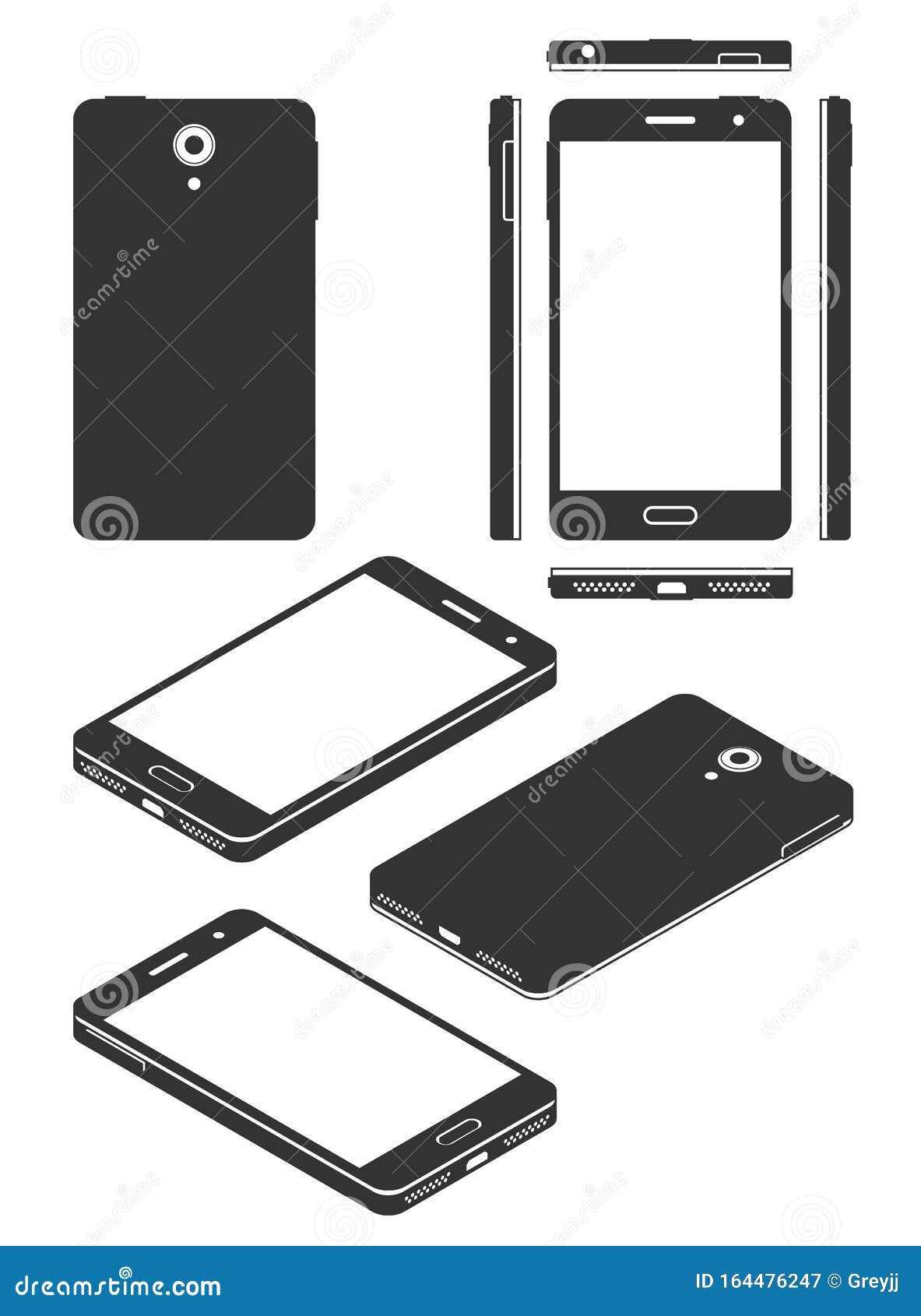 Smartphone Mock Up On Transparent Background. Vector Mobile Phone With ...