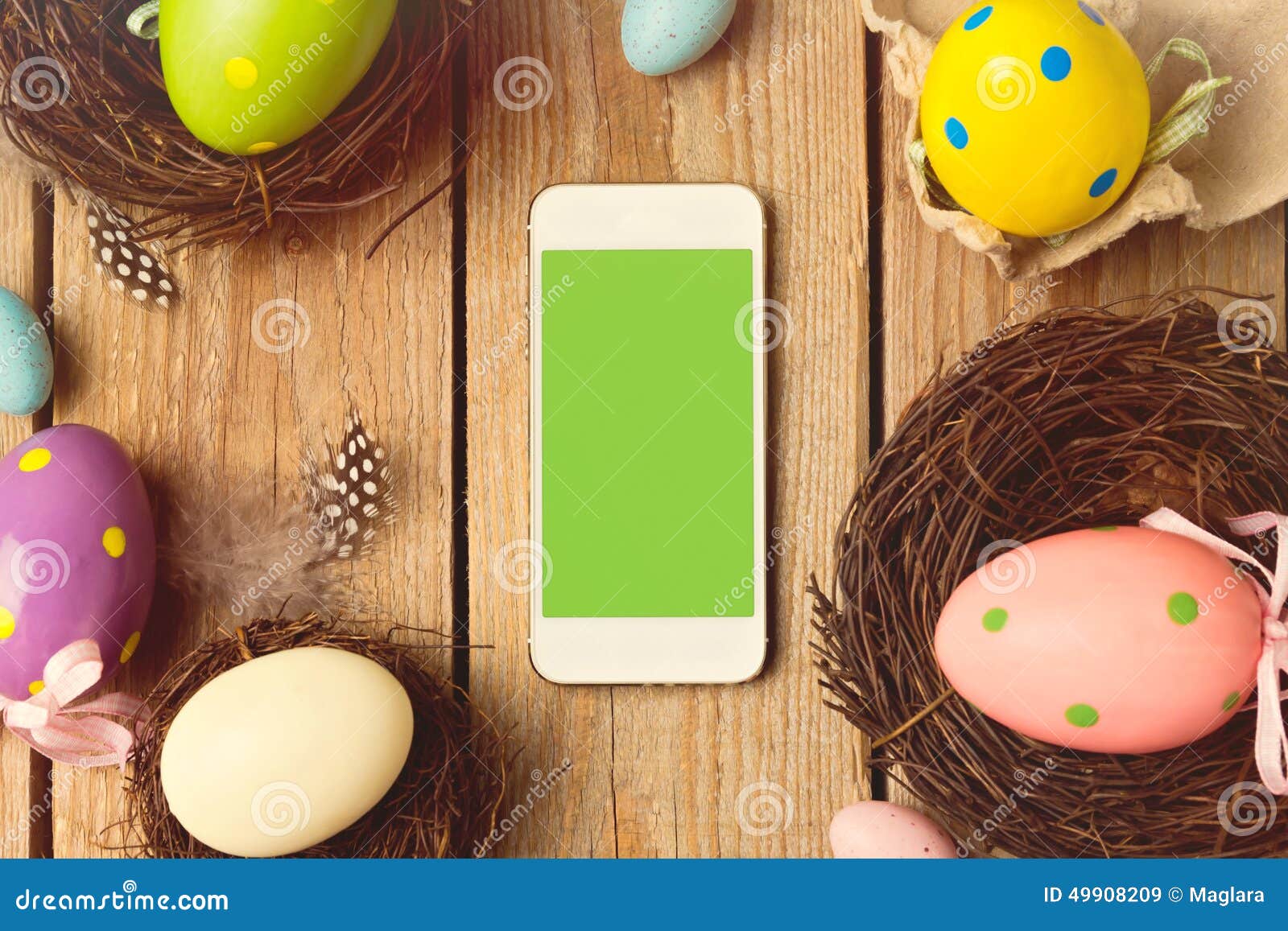 Smartphone Mock Up Template for Easter Holiday App Presentation Stock ...