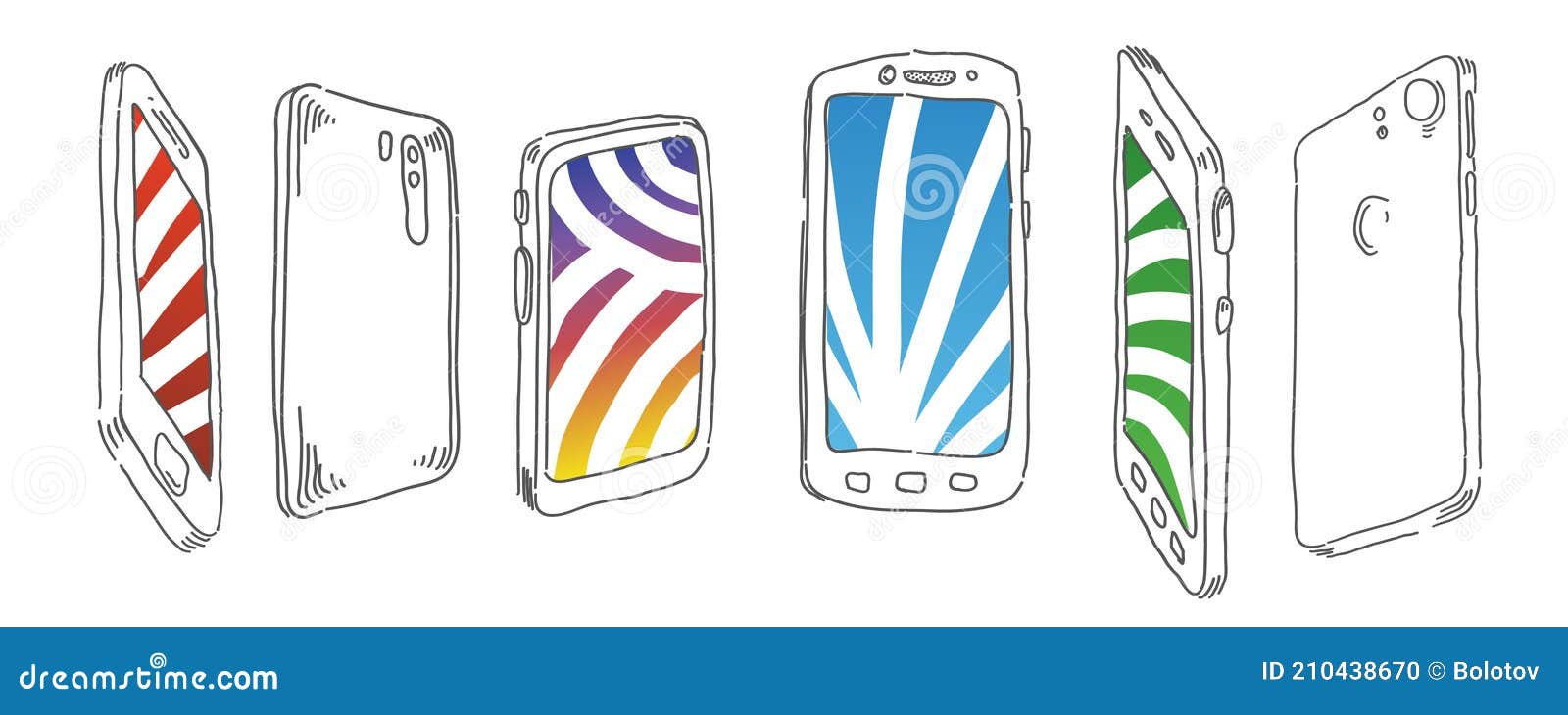 Smartphone Mockup. Cellphone Frame with Display, Phone Different Angles ...