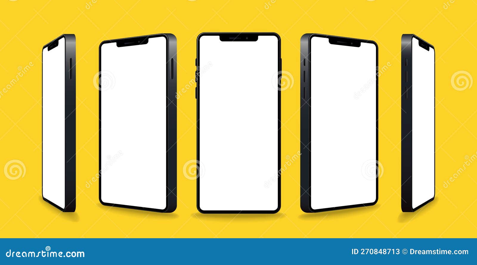 Smartphone Mockup Collection. Realistic Models Smartphone With White ...