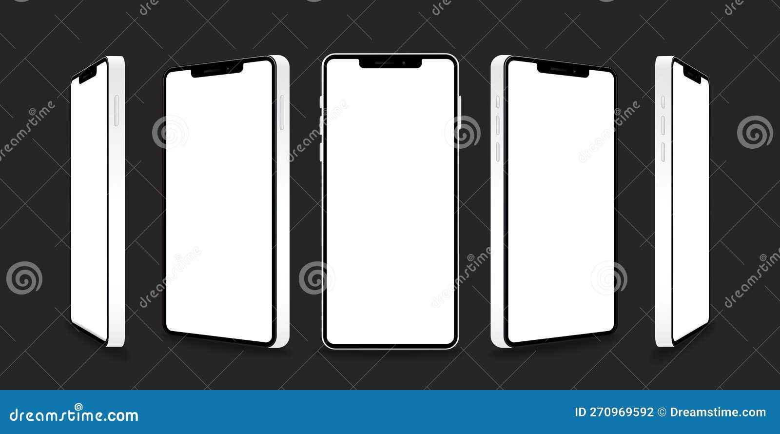 Smartphone Mockup Collection. Realistic Models Smartphone With White ...