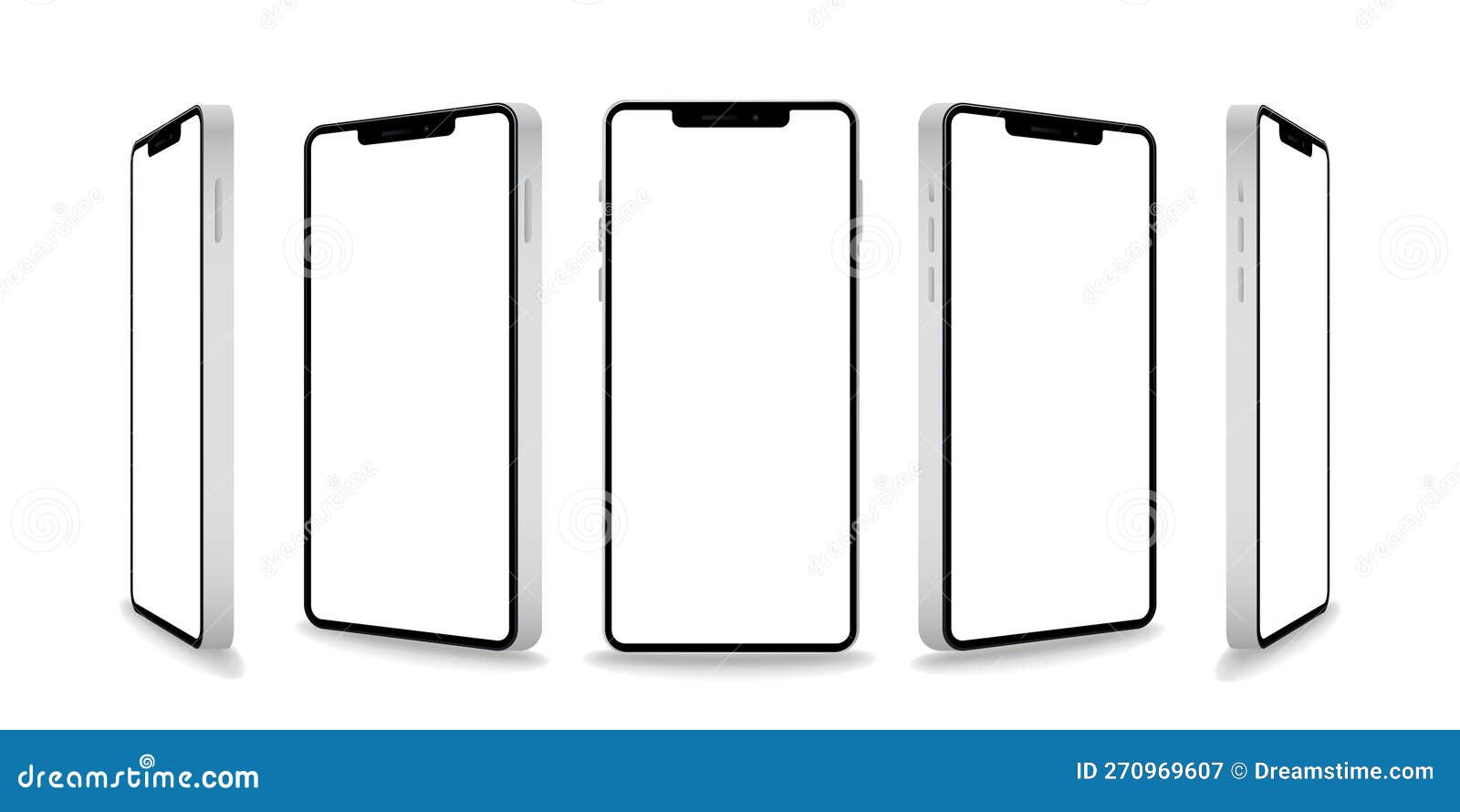 Smartphone Mockup Collection. Realistic Models Smartphone With White ...