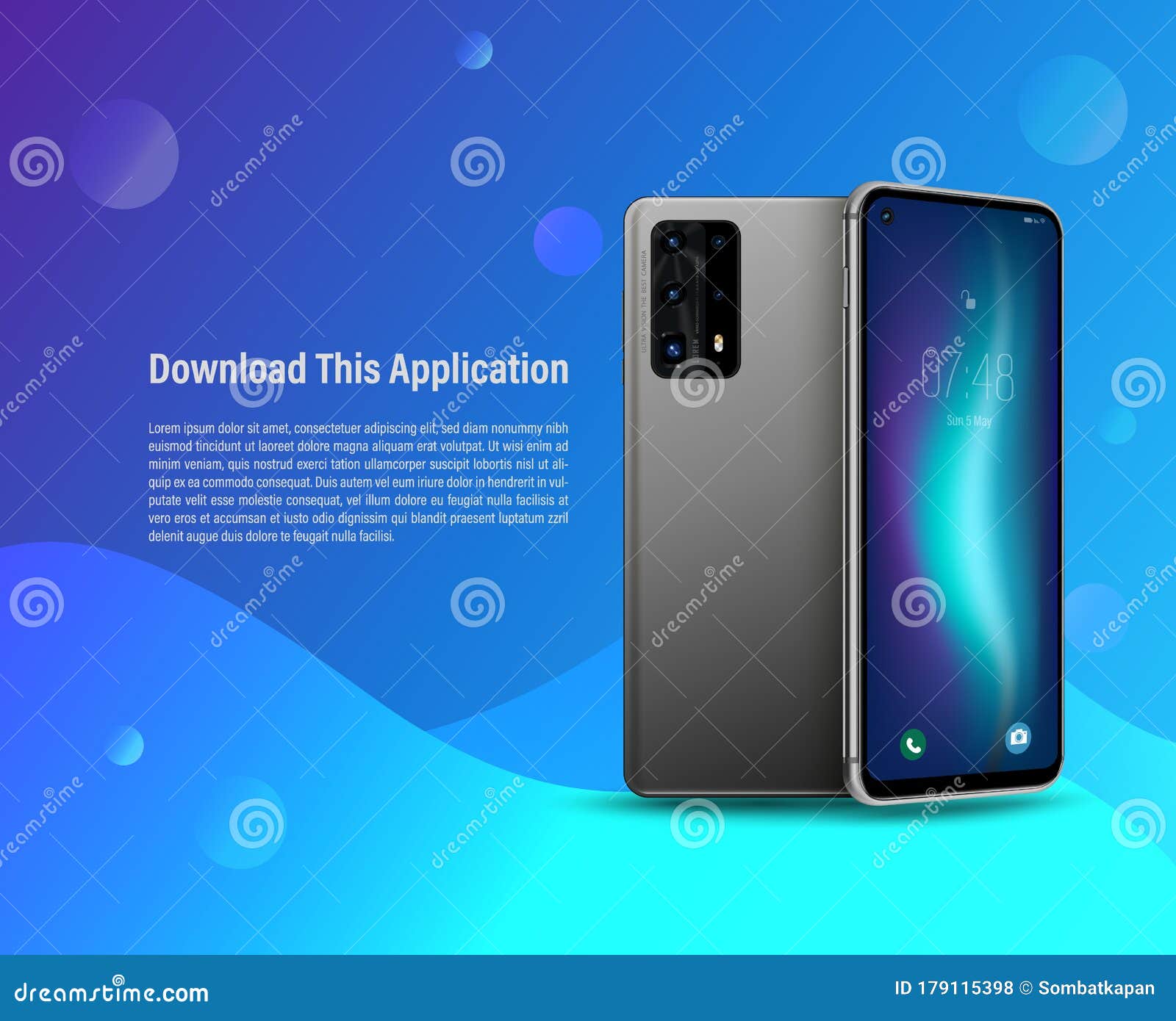Smartphone Mockups Front Back Template for Demo Application Stock ...