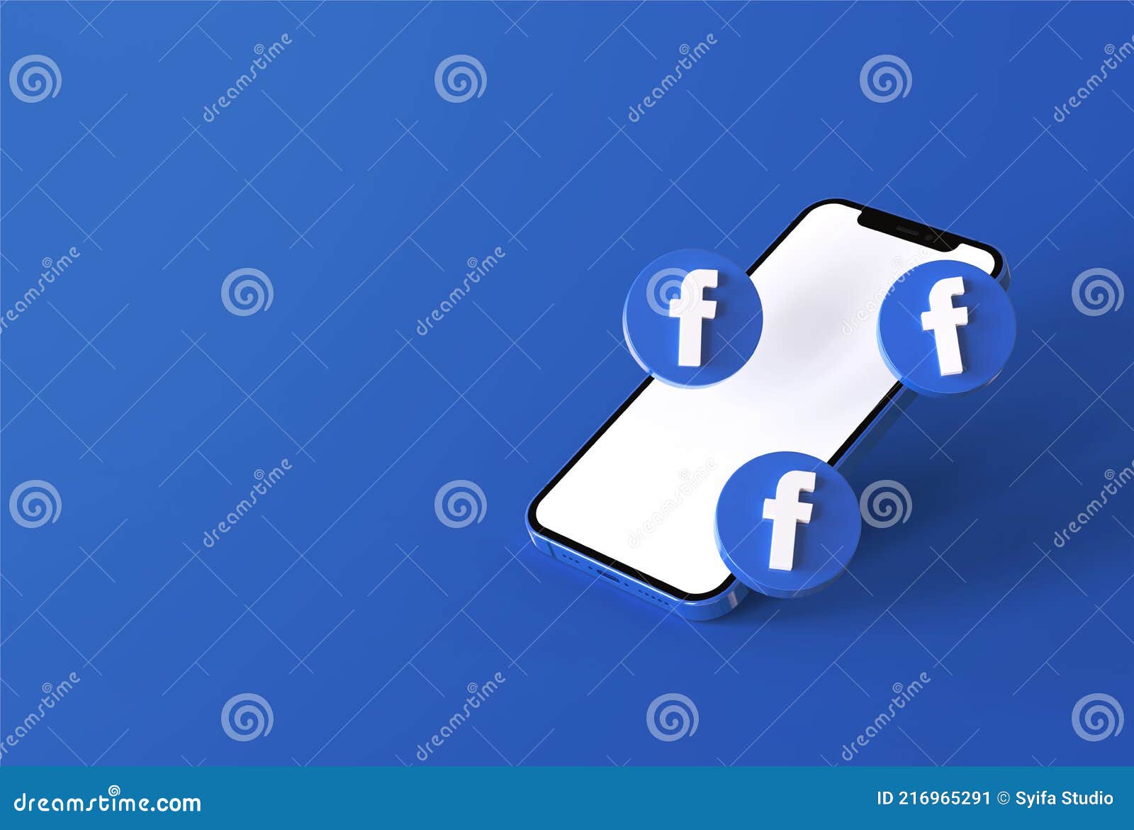Smartphone Mockup with Facebook Icons in Realistic 3D Rendering. Blank ...