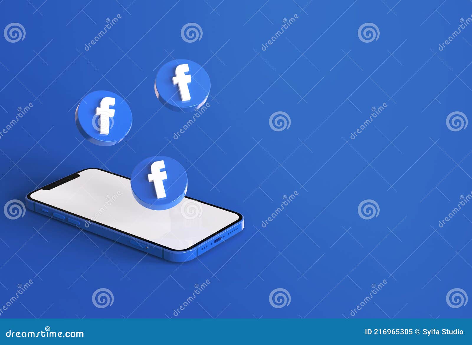 Smartphone Mockup with Facebook Icons in Realistic 3D Rendering. Blank ...