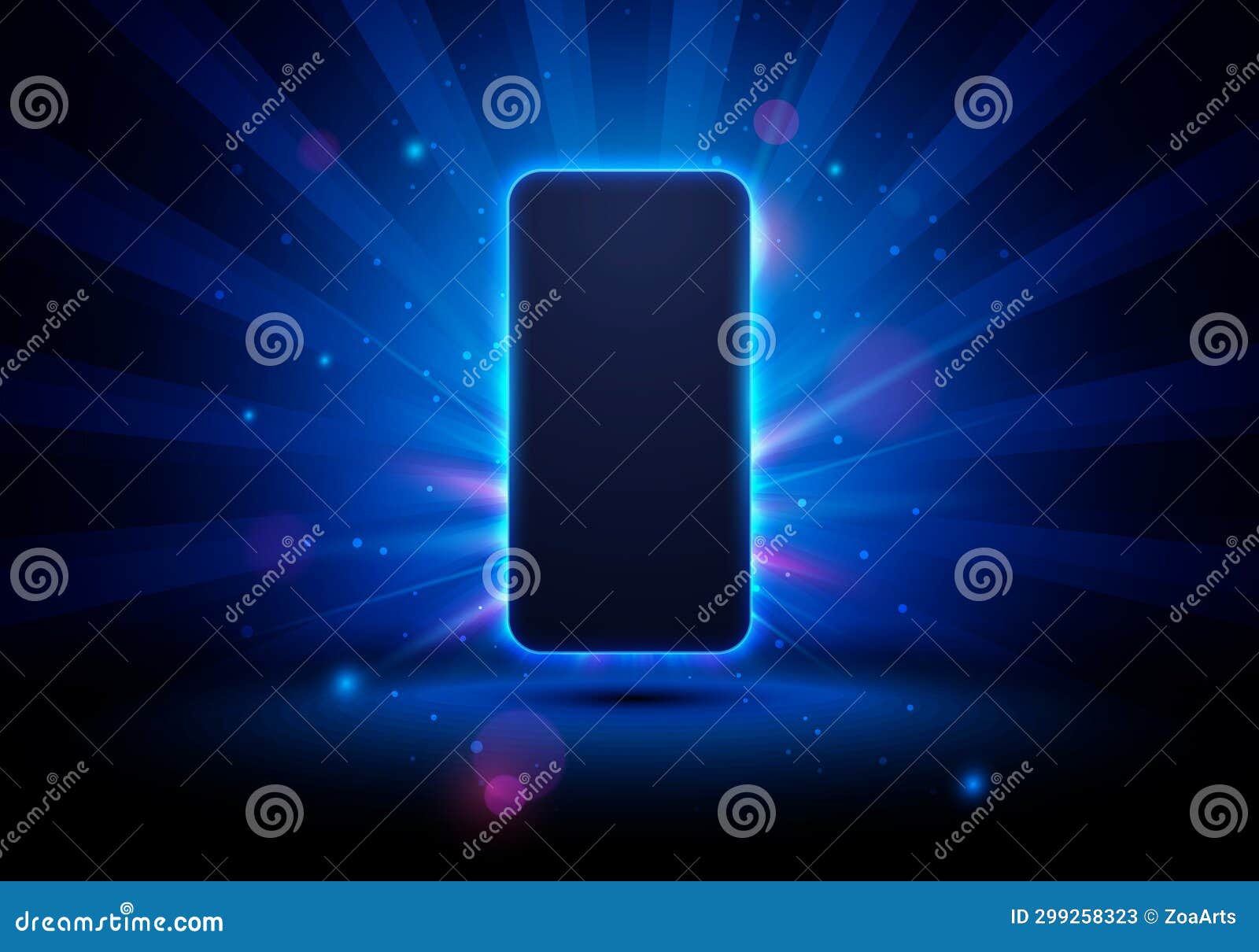 Smart Phone Showcase with Blue Glow Stock Illustration - Illustration ...