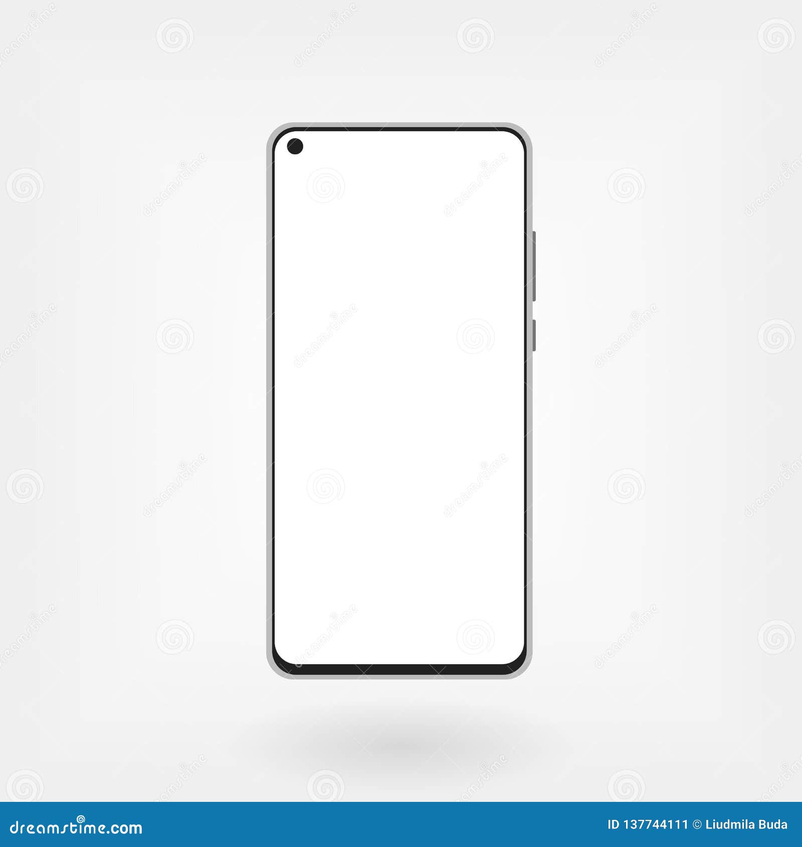 Smartphone Mockup with Hole in Display. Modern Front Camera Design ...