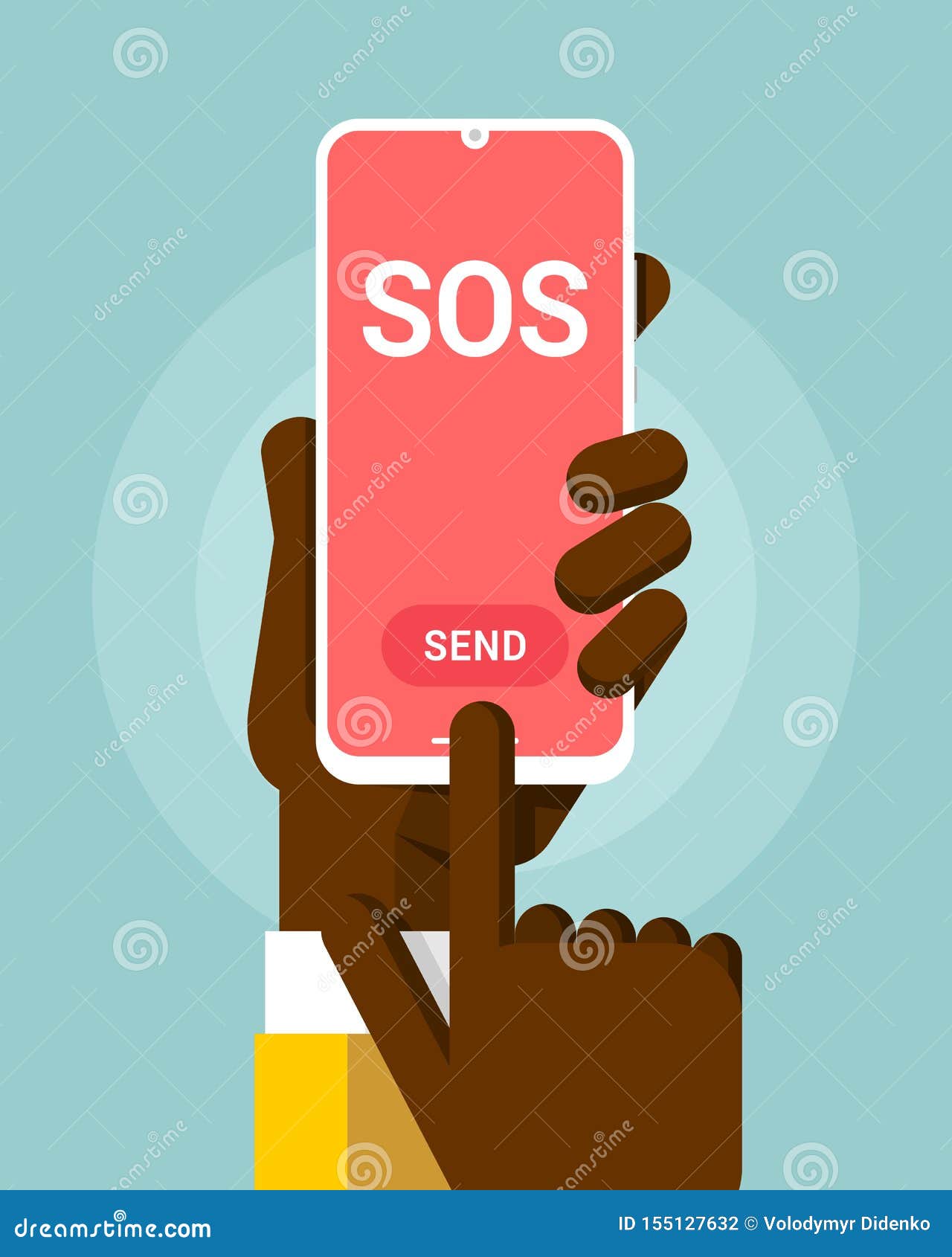 Smartphone Mockup in Human Hand. SOS Message on the Blank Pink Screen ...