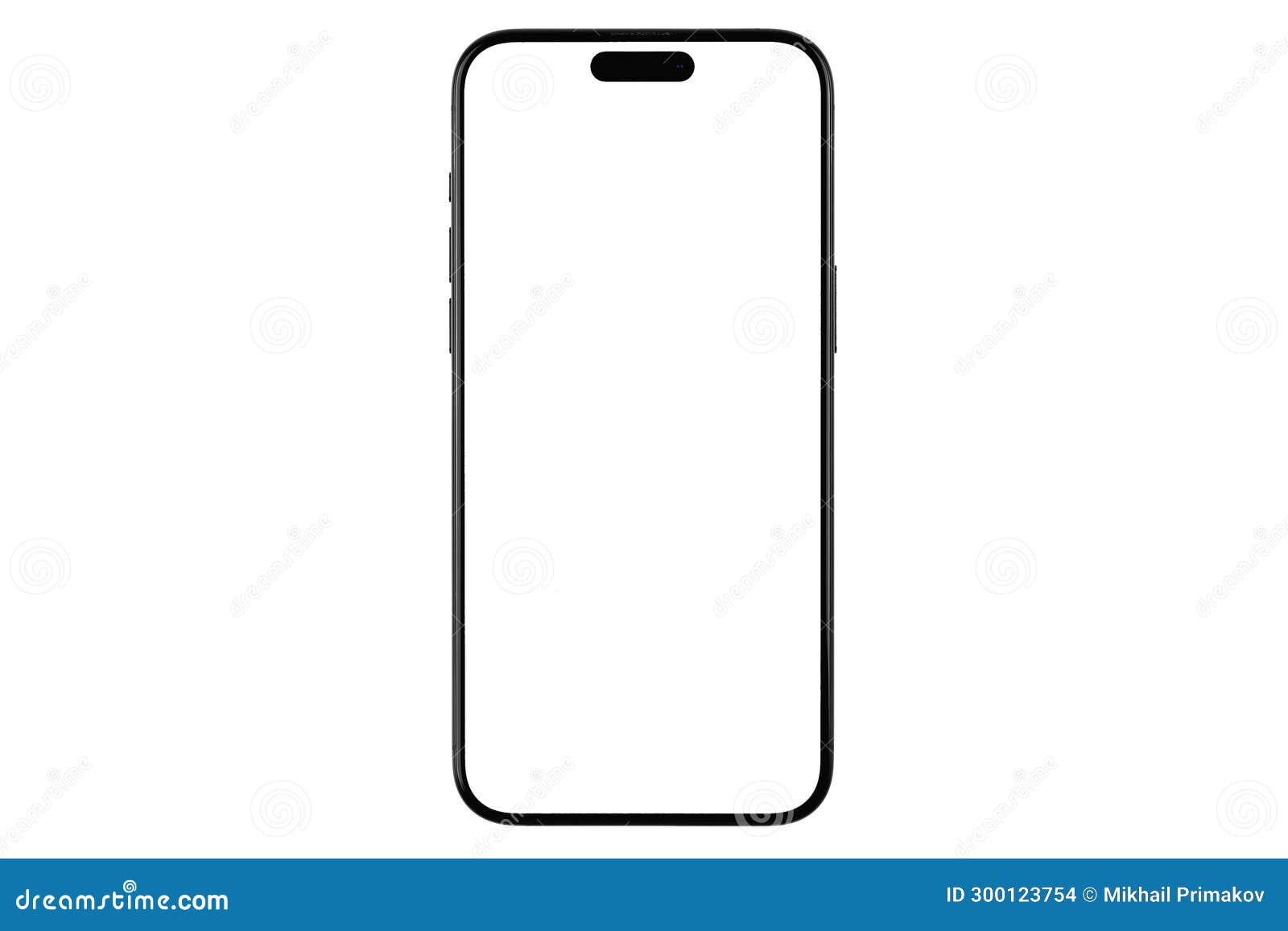 Smartphone Mockup IPhone 15 Pro Max Isolated with Blank White Screen on ...