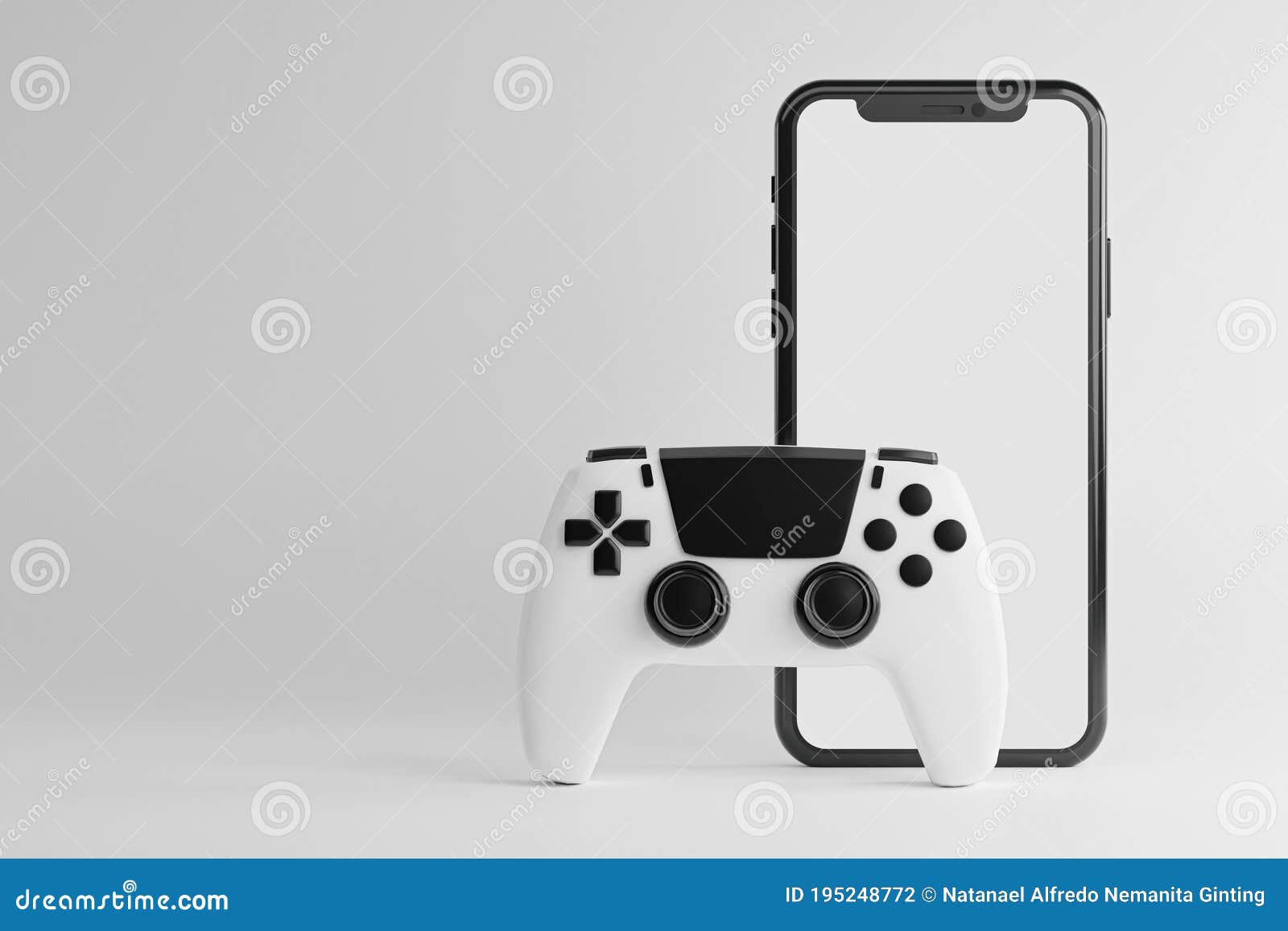 Smartphone Mockup Template White Gamepad Console Background 3D ...