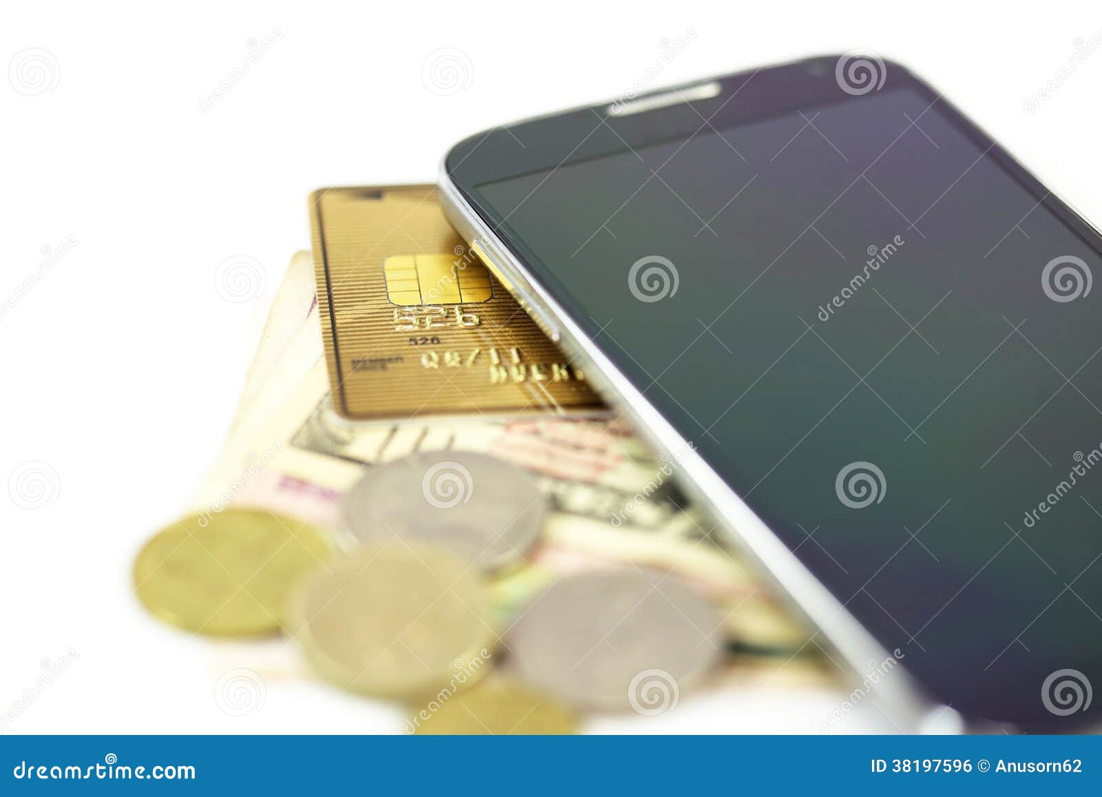 Smartphone Money Credit Card Payment Stock Photo - Image of earnings ...