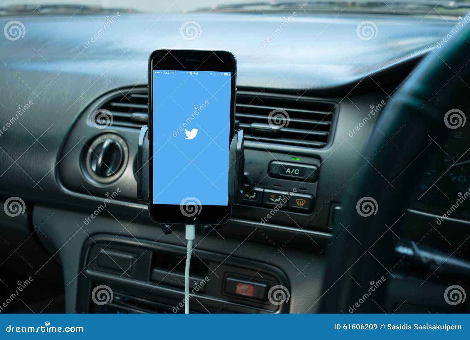 Smartphone Mounted on a Generic Car S Dashboard Editorial Stock Image ...