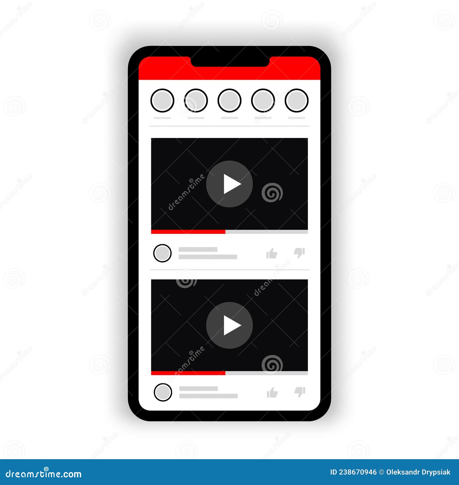 Smartphone with Multimedia Player App Design. Mobile Video Player ...