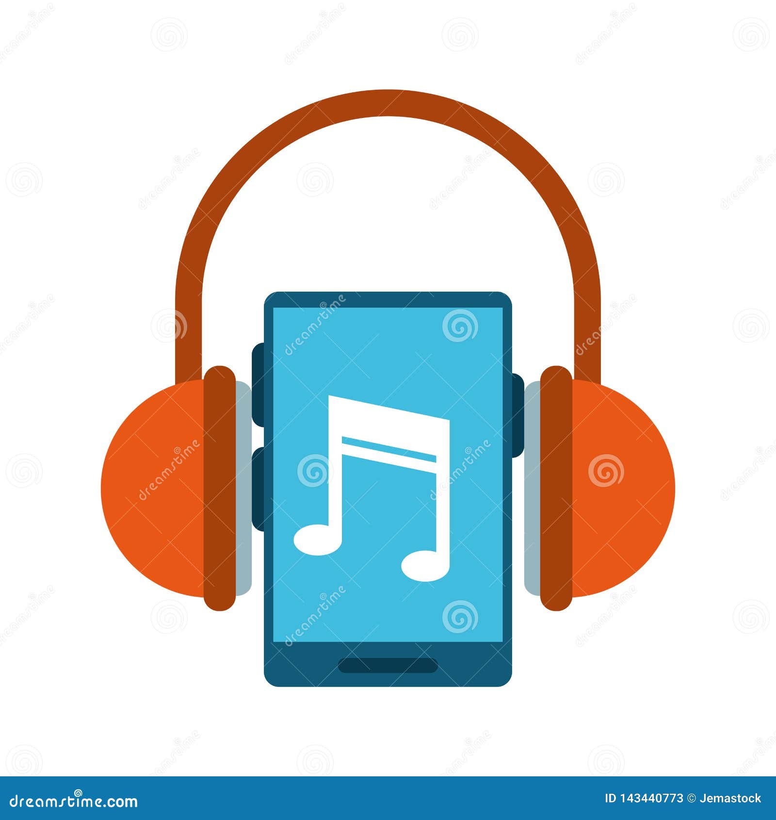 Smartphone with Music and Headphones Stock Vector - Illustration of ...