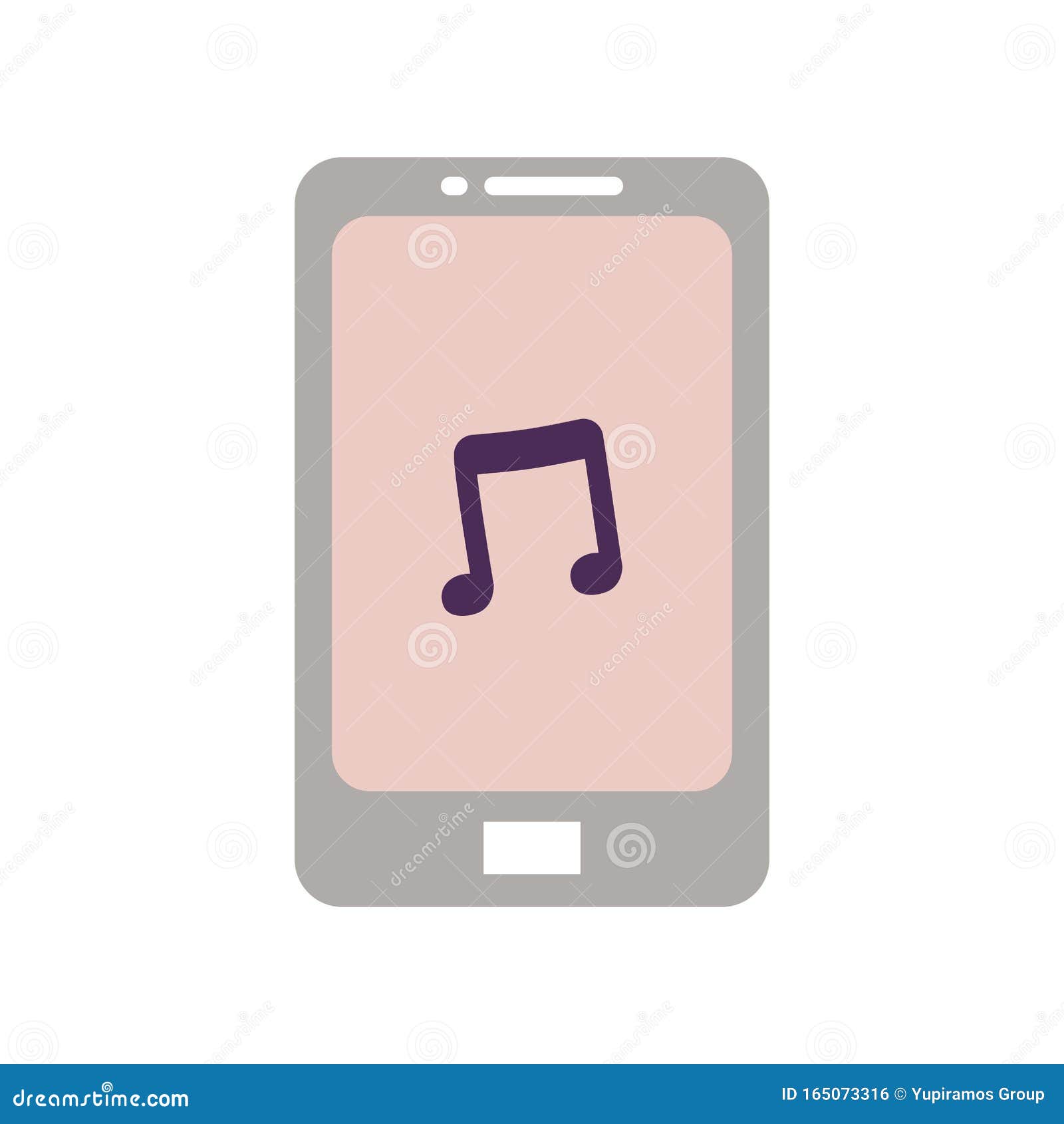 Smartphone Music Note Icon on White Background Stock Vector ...