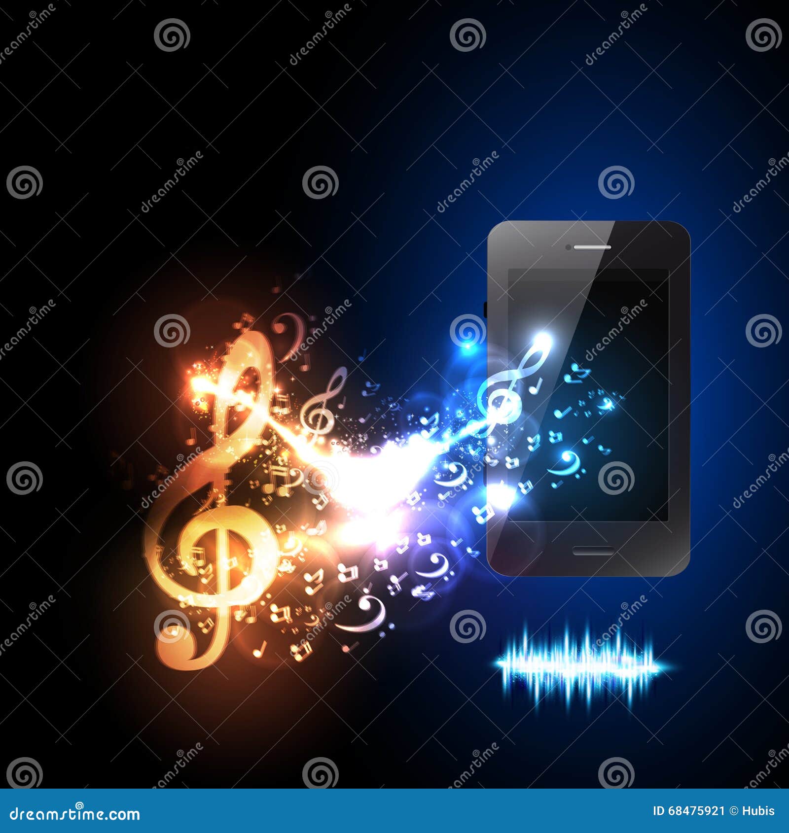 Smartphone with Music Note Light Design Stock Vector - Illustration of ...