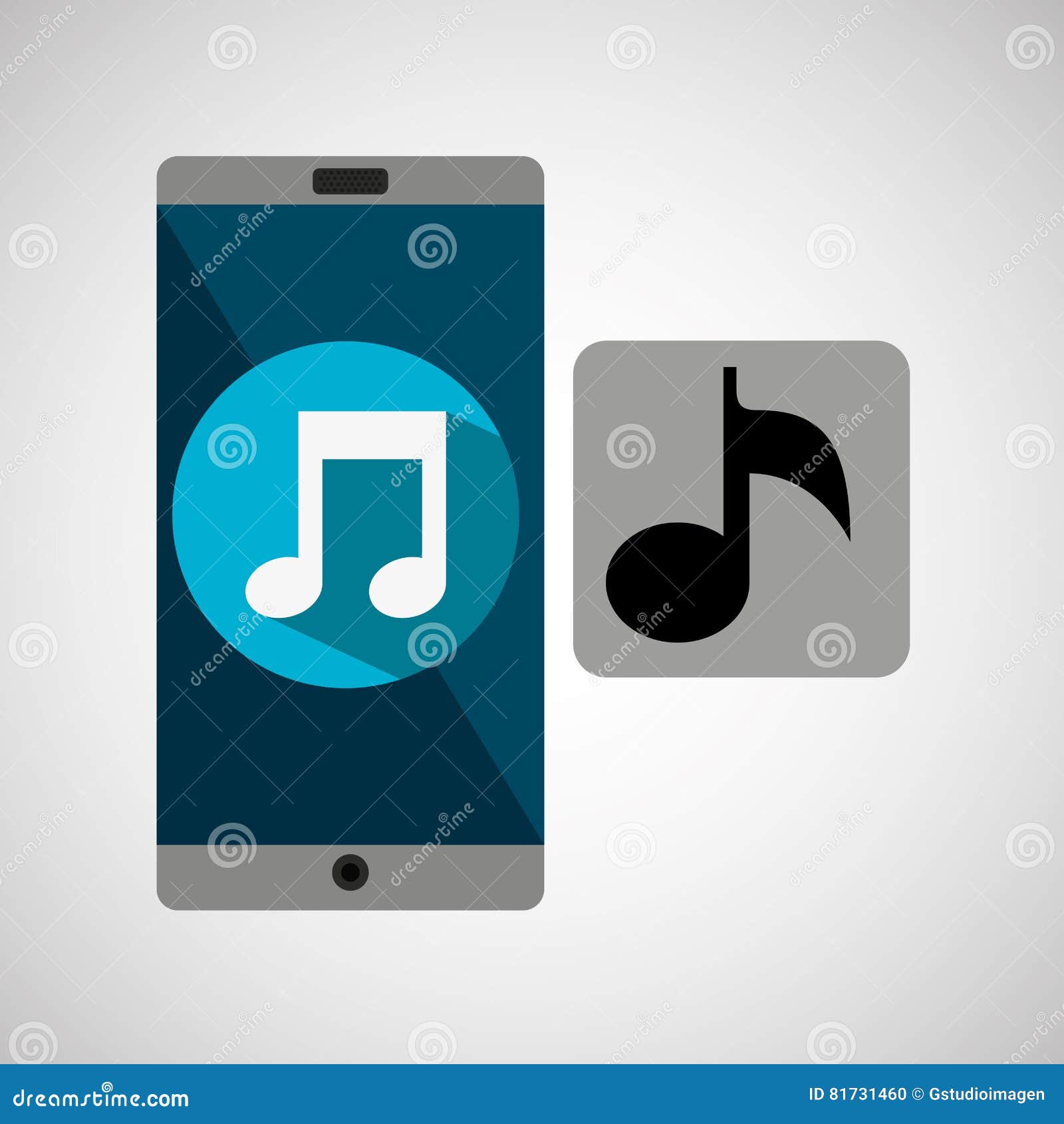 Smartphone Music Note Online Stock Vector - Illustration of editor ...