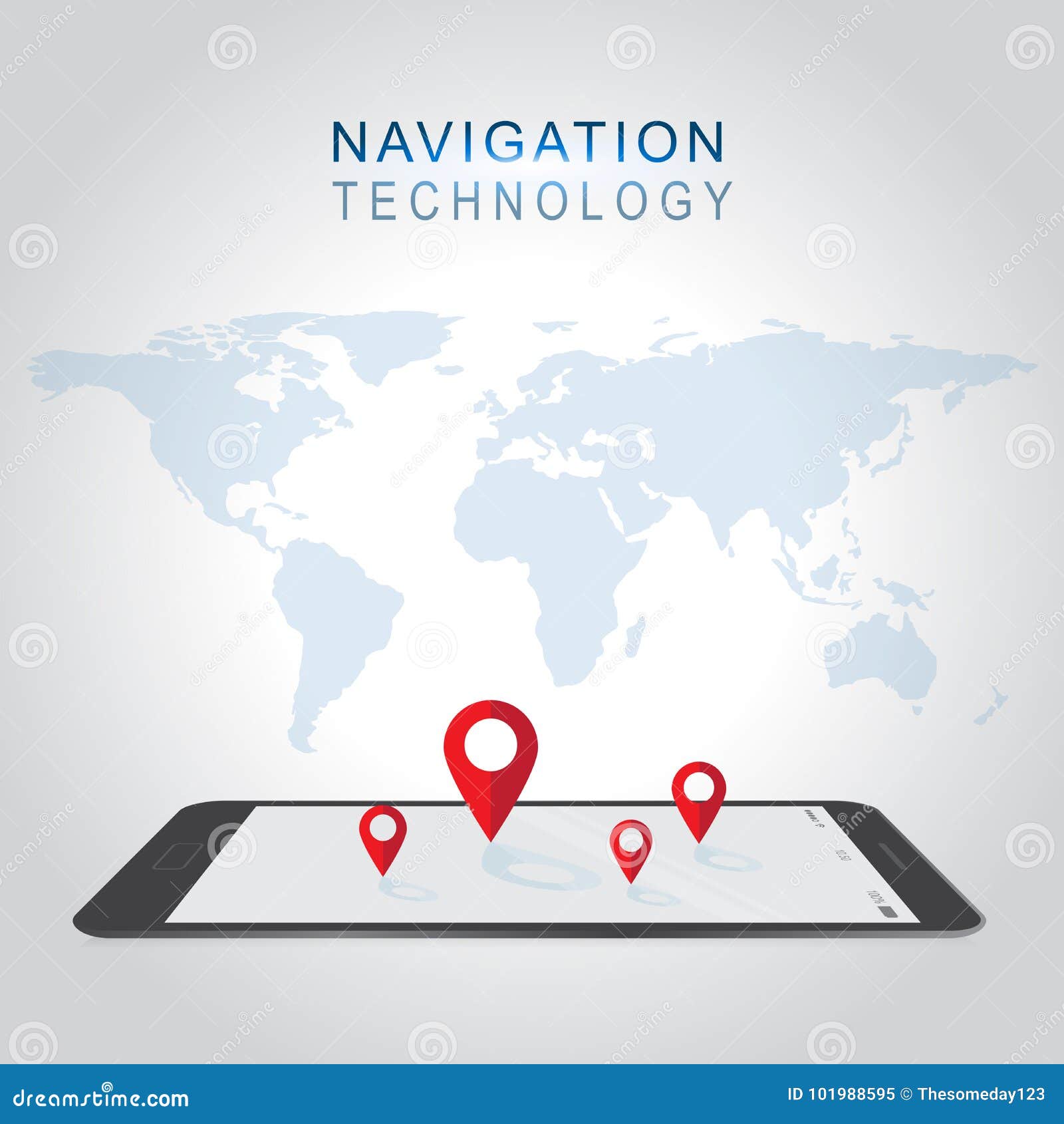 Smartphone Navigation in Modern Design with a Red Pin Stock Vector ...