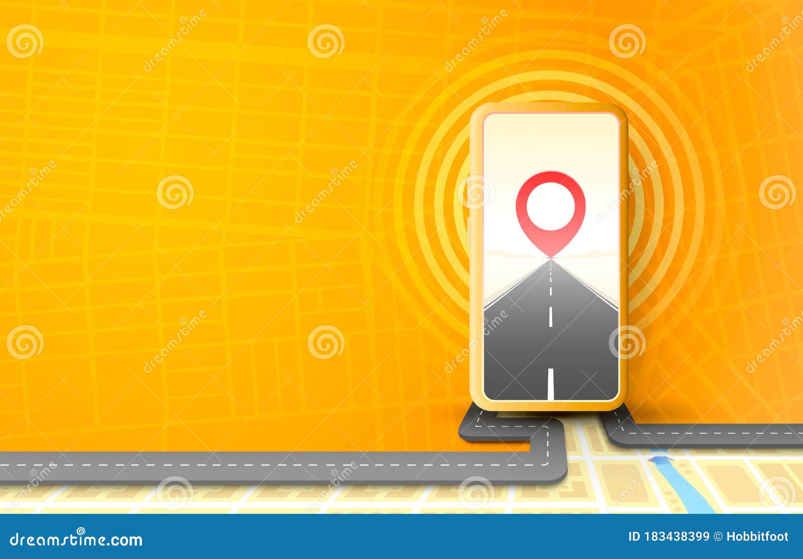 Smartphone Navigator App, Mobile Location Road Map Stock Vector ...
