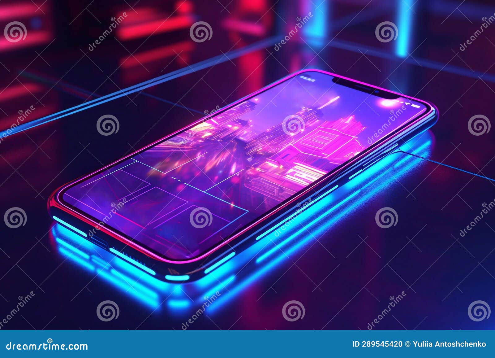 Smartphone with Neon Lights. Stock Illustration - Illustration of phone ...