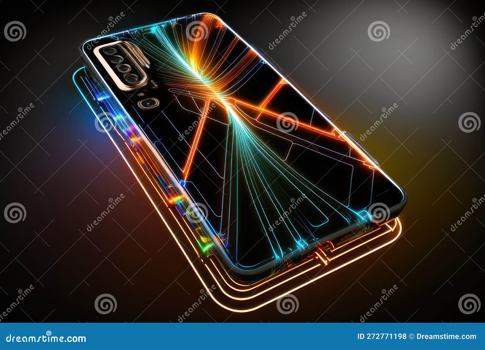 Smartphone, Neon Lines. AI Generative Stock Illustration - Illustration ...