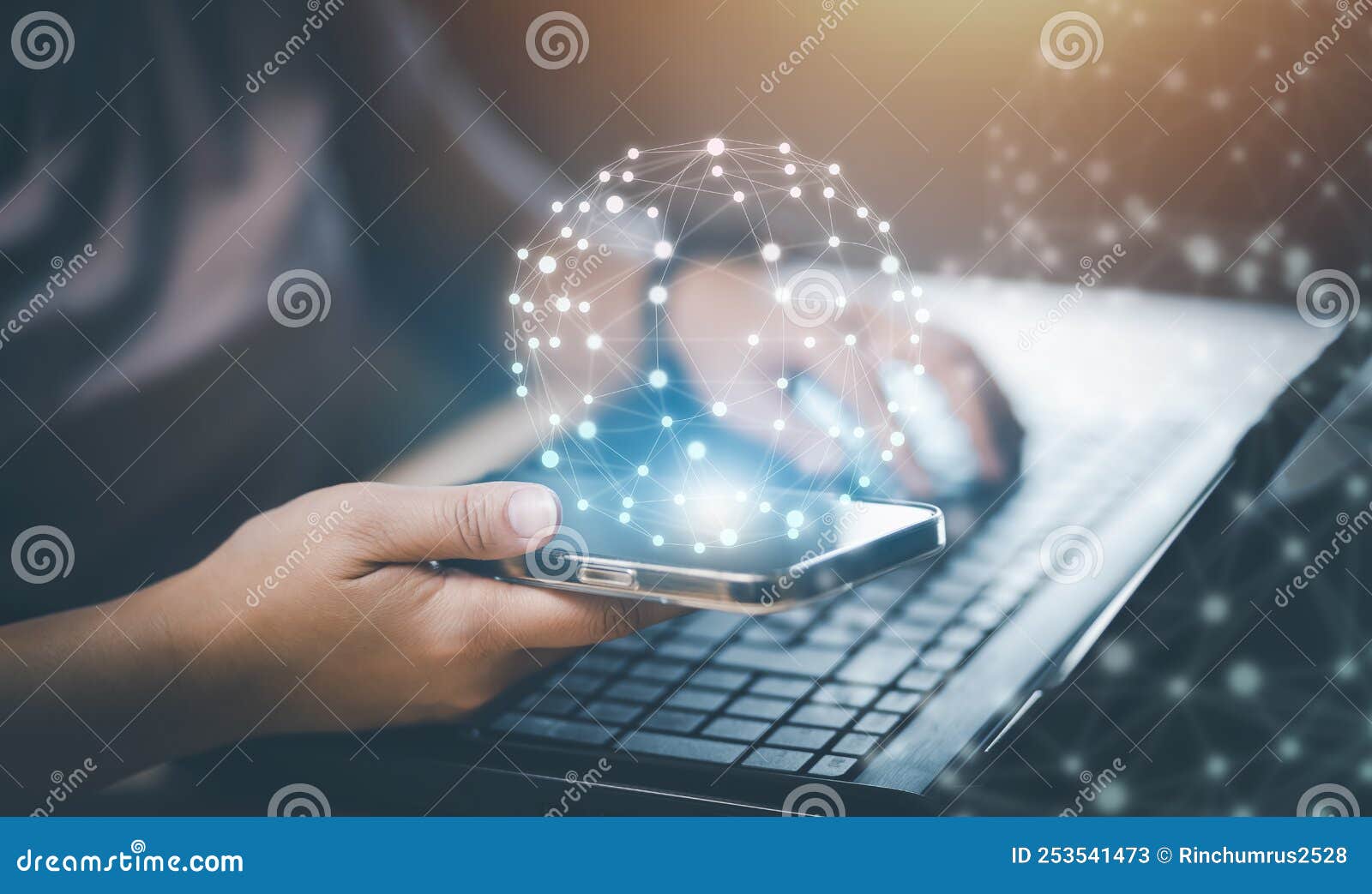 Smartphone with Network and Data Exchanges Over the World 3D Rendering ...