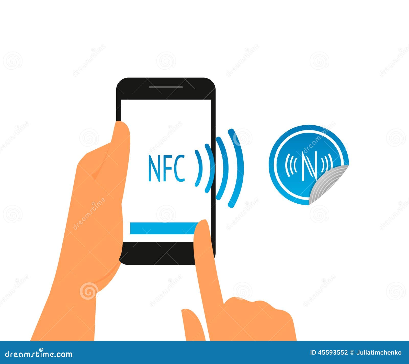 Smartphone with Nfc Function and Mobile Tag Stock Vector - Illustration ...