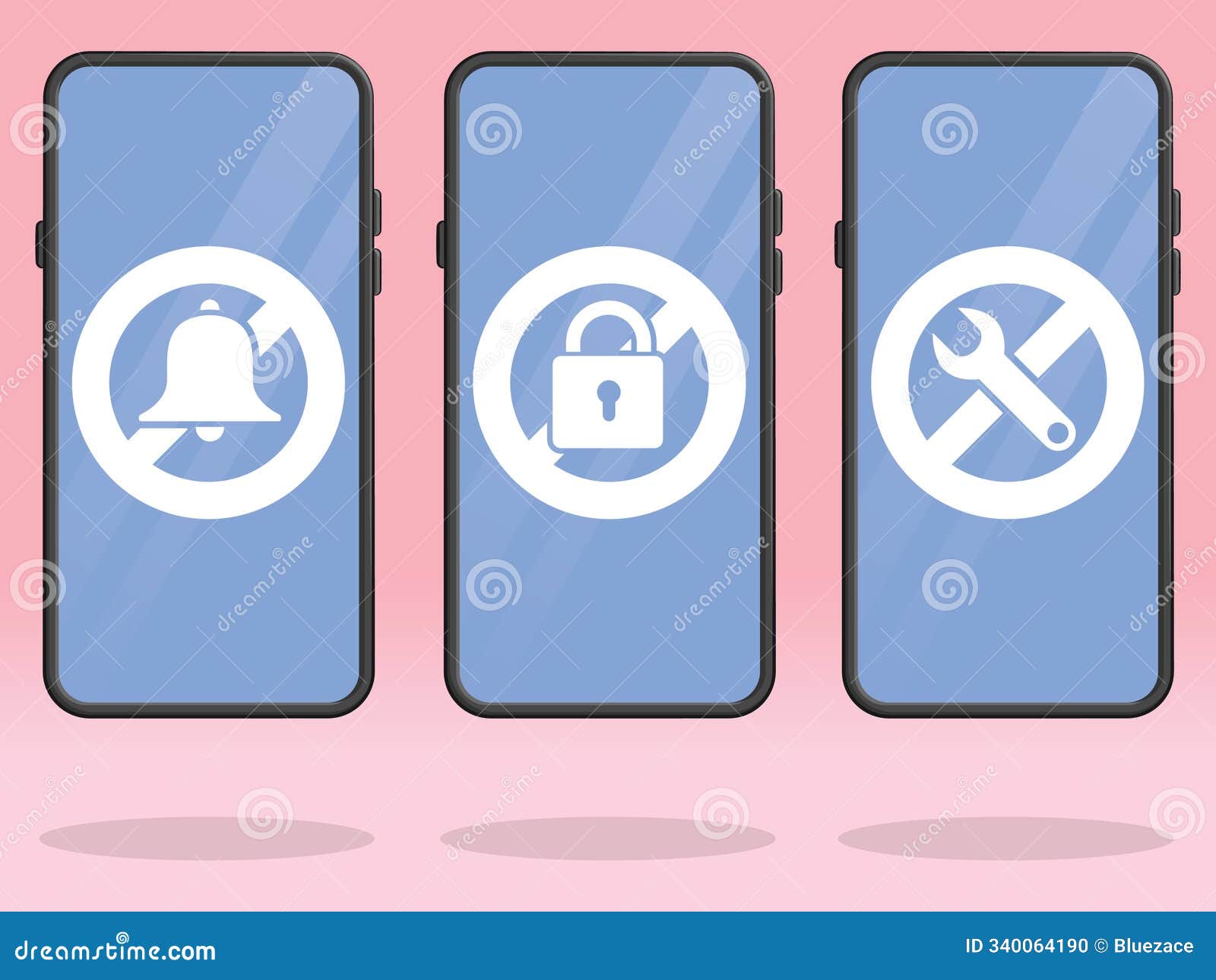 Smartphone No Bell Lock Wrench on Screen Stock Vector - Illustration of ...