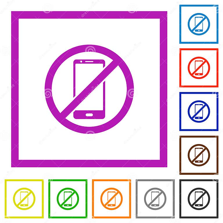 Smartphone Not Allowed Flat Framed Icons Stock Vector - Illustration of ...