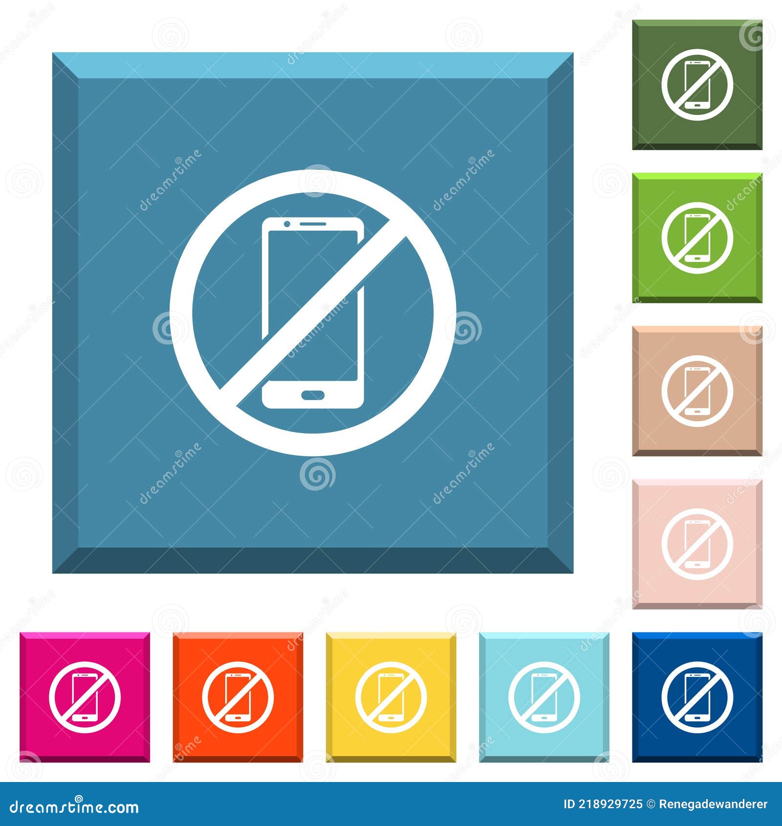 Smartphone Not Allowed White Icons on Edged Square Buttons Stock Vector ...