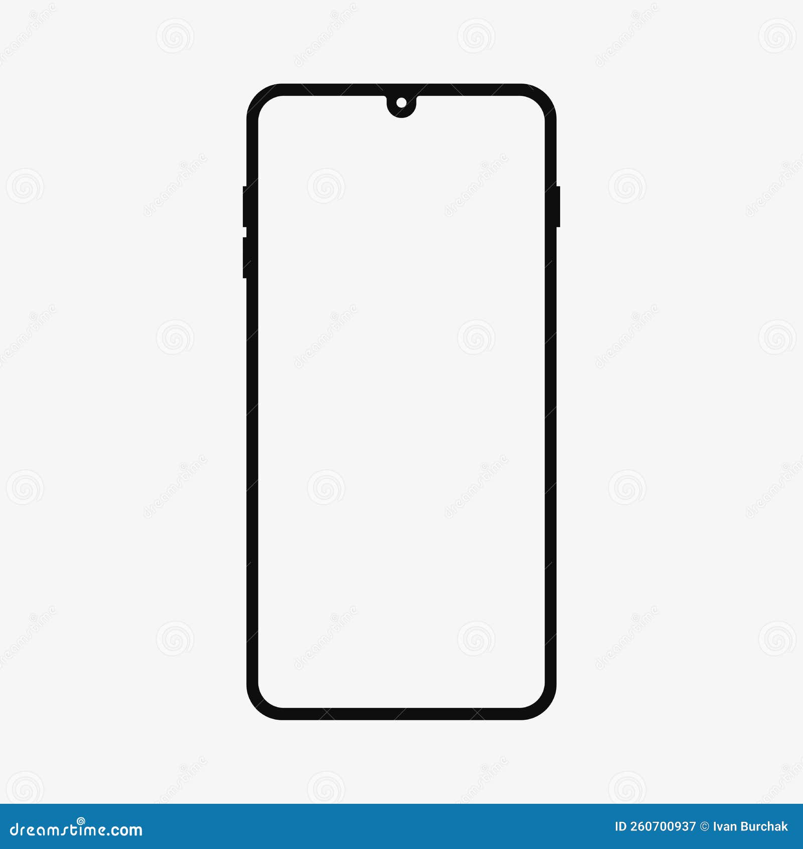 Smartphone With Notch Mockup With White Blank Screen. Flat Vector ...