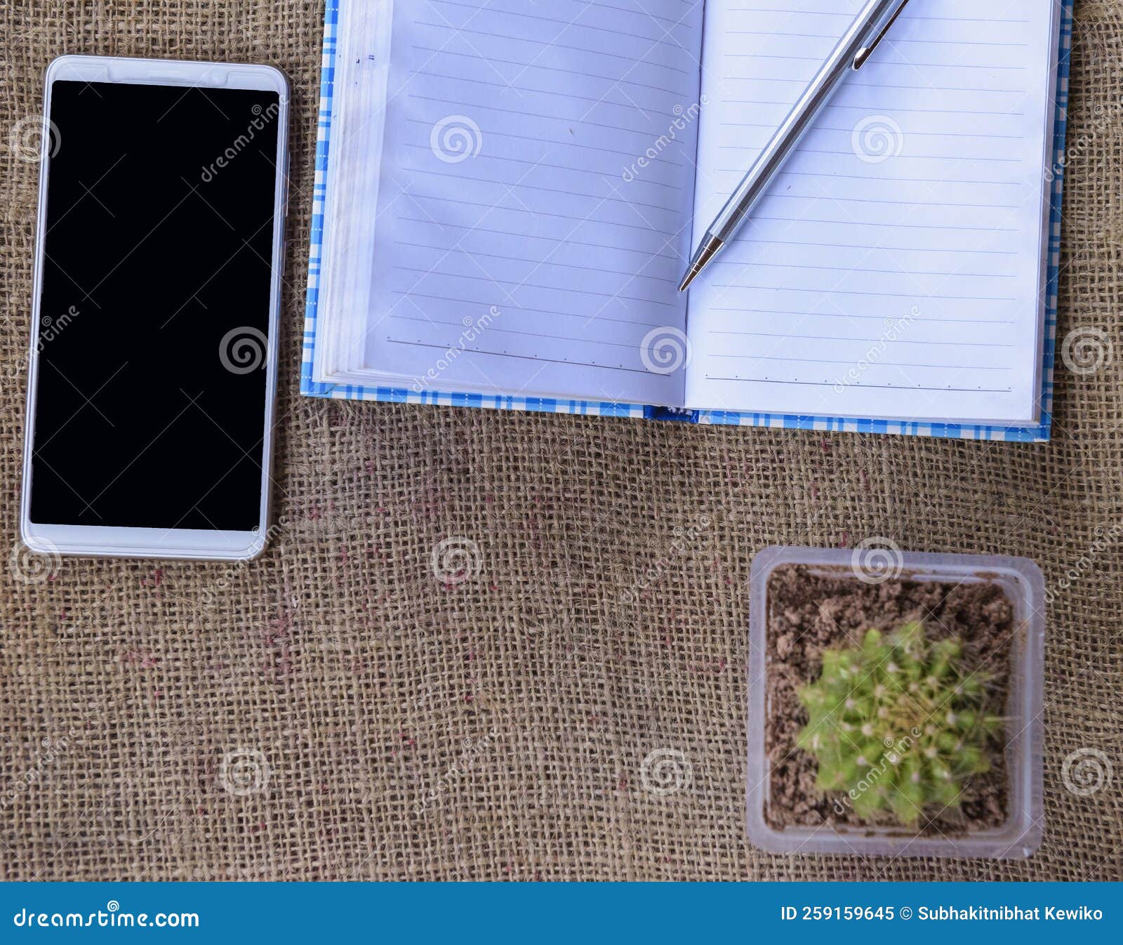Smartphone Note Book on Vintage Brown Background Stock Image - Image of ...