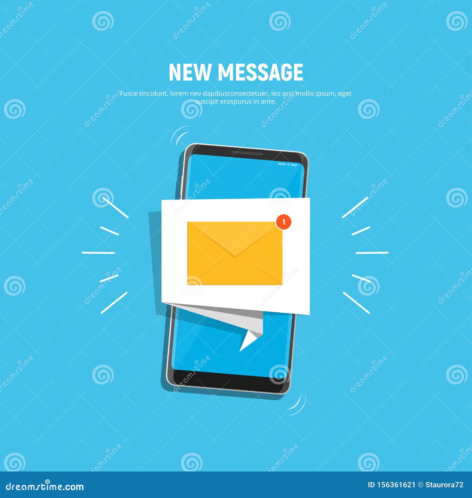 Smartphone with Notification Icon on Screen. Icon New Message on Mobile ...