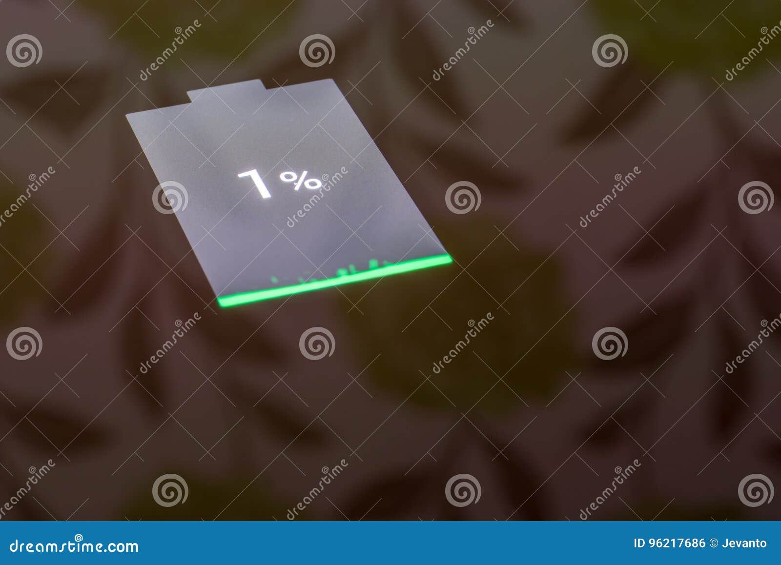 Smartphone with One Percent Battery Charge on the Screen Stock Photo ...