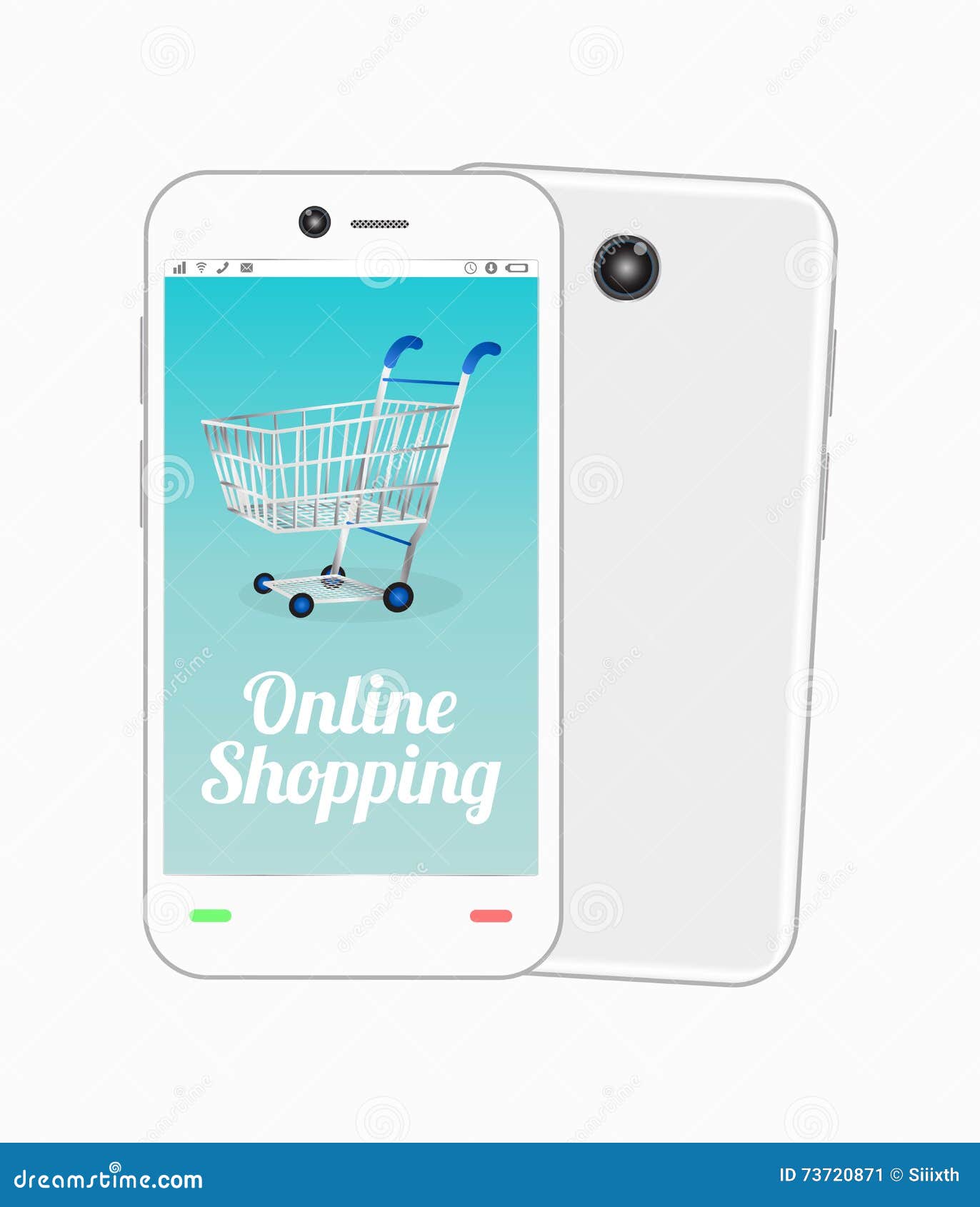 Smartphone with Online Shopping and Cart on a Screen Stock Vector ...