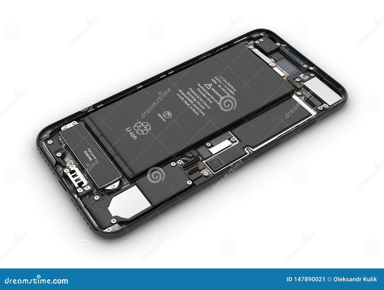 Smartphone in the Open State Smartphone Components Assembly Isolated on ...
