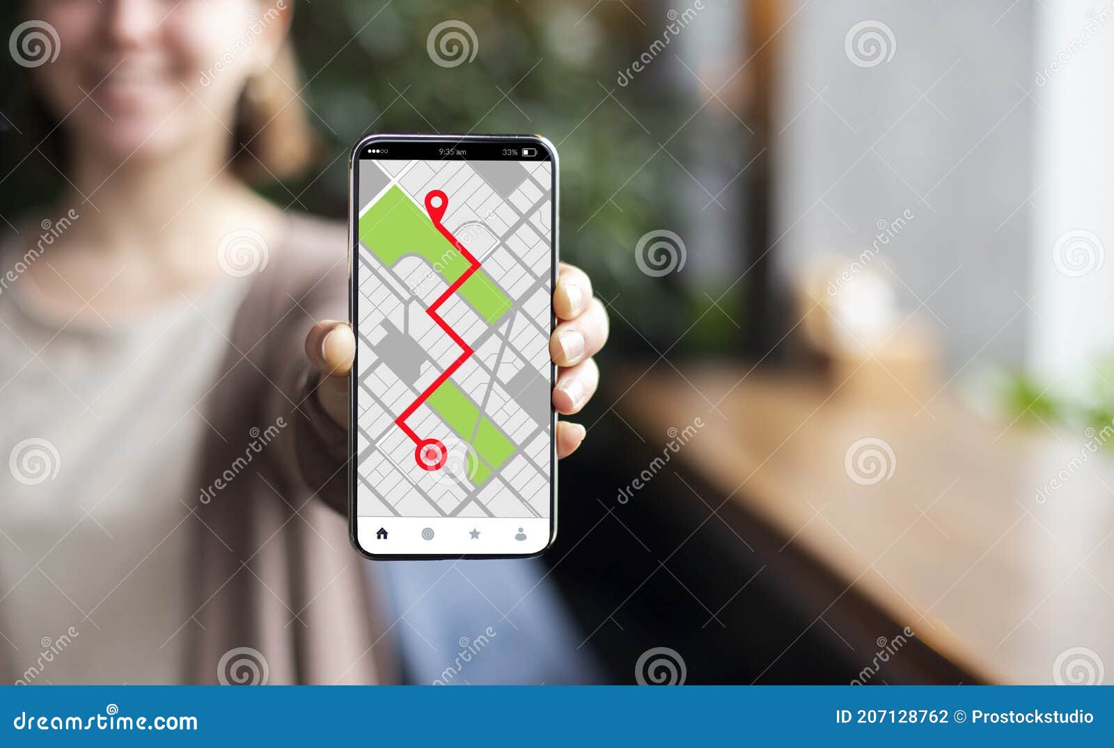 Smartphone with Opened Gps Navigation Online Maps on Screen in Female ...