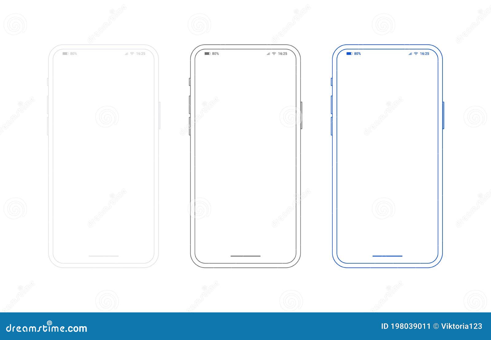 Smartphone Outline Mockup, Different Colors Set. Generic Mobile Phone ...