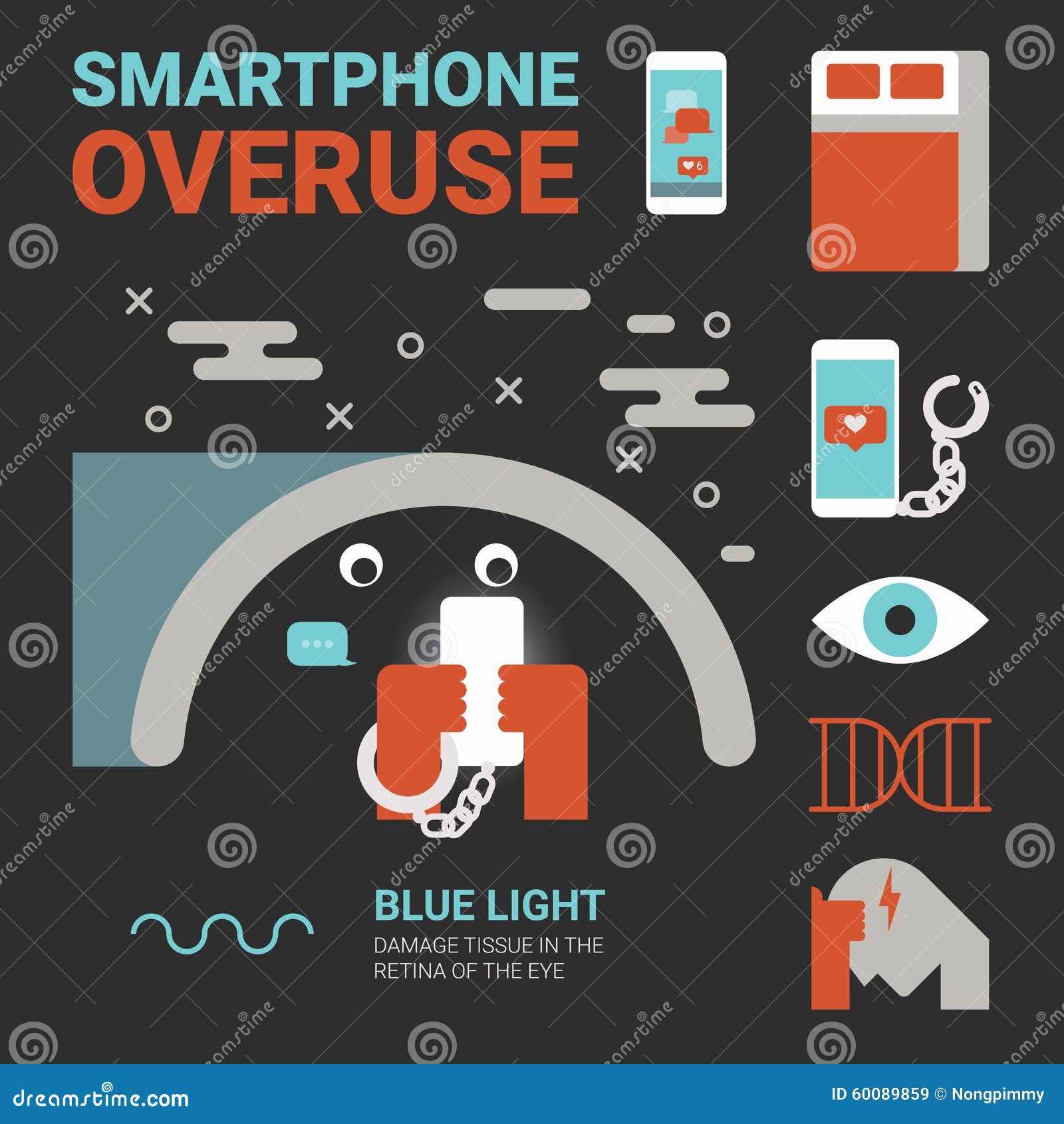 Smartphone Overuse stock vector. Illustration of blue - 60089859