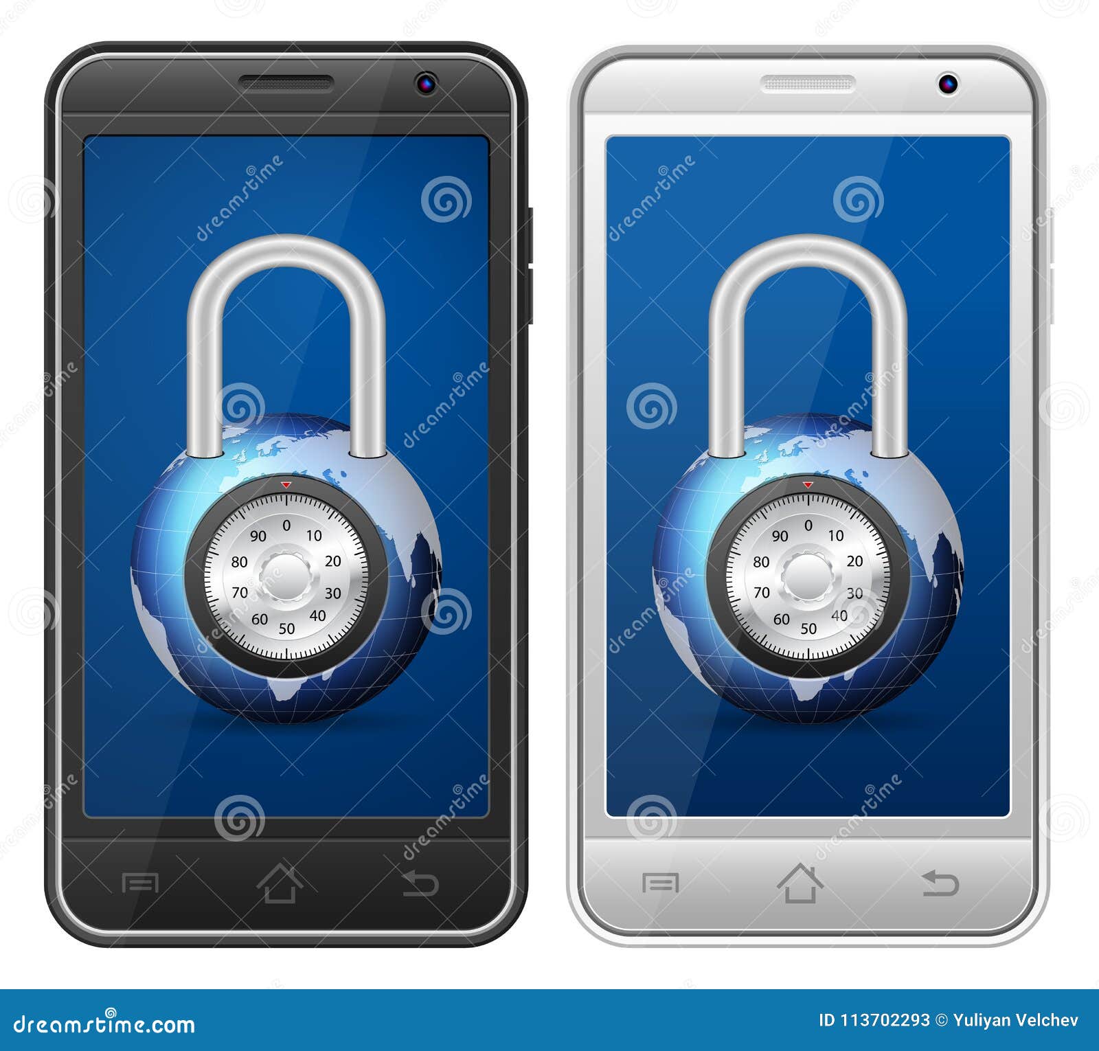 Smartphone padlock stock vector. Illustration of digital - 113702293