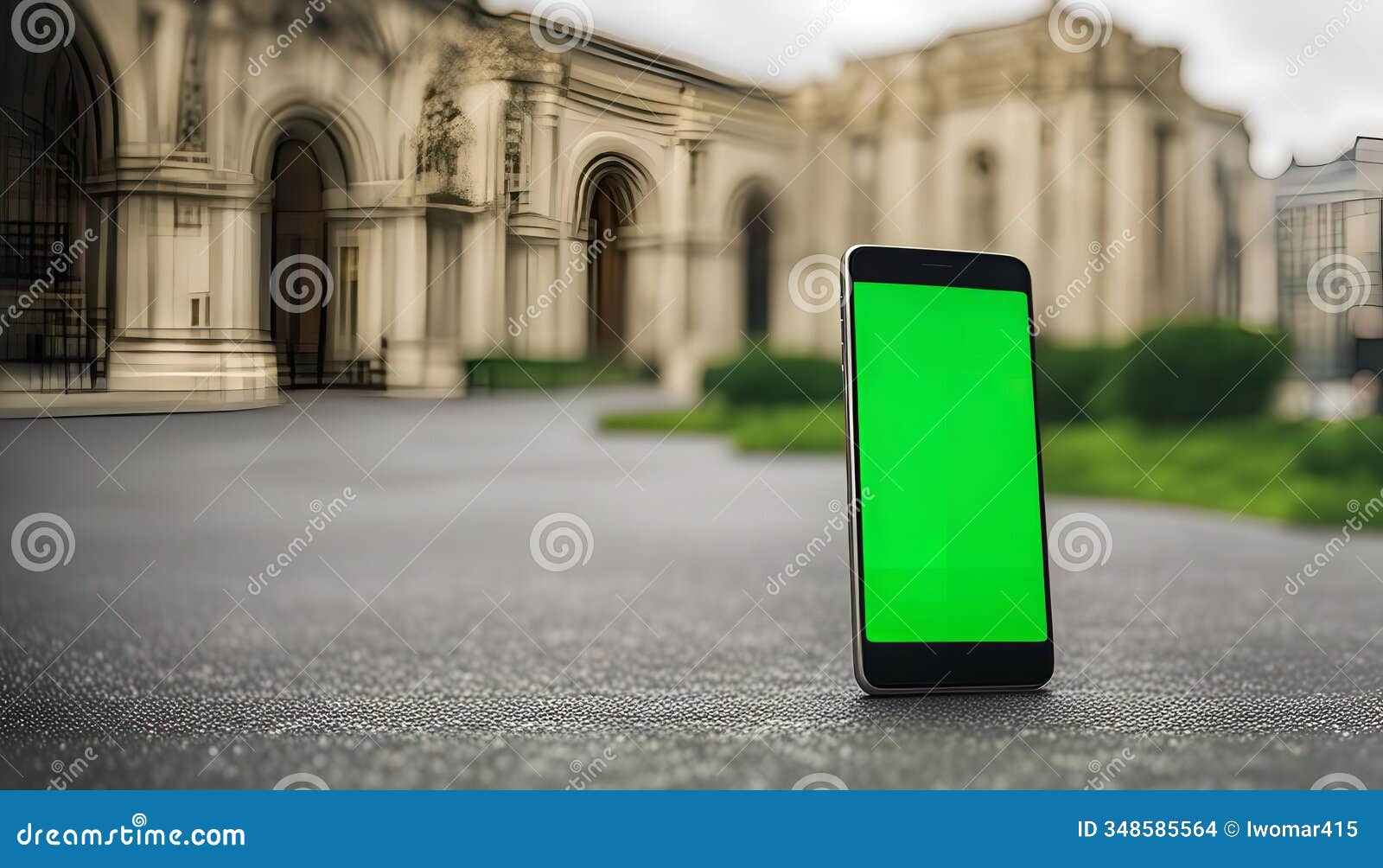 Smartphone on Pavement in Front of a Building Stock Illustration ...
